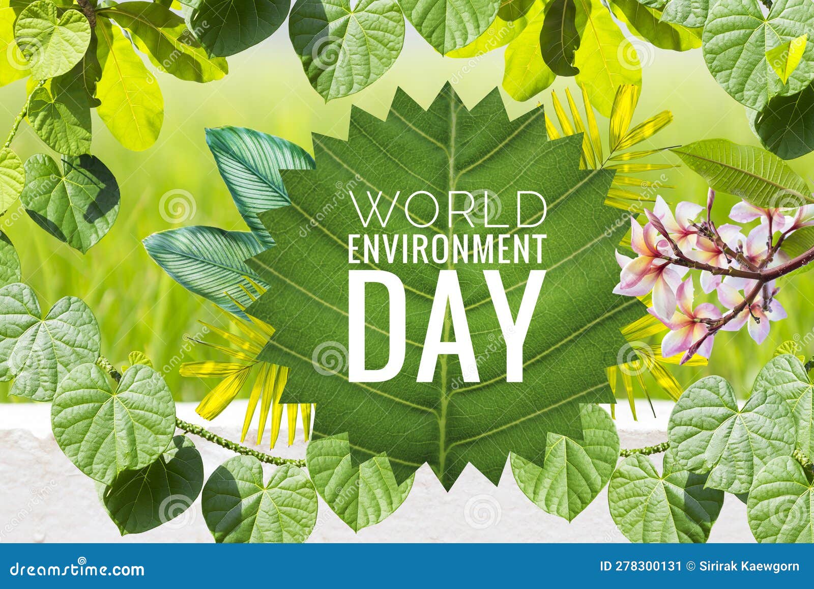 World Environment Day Logo with Green Leaves and Flower Stock Image ...