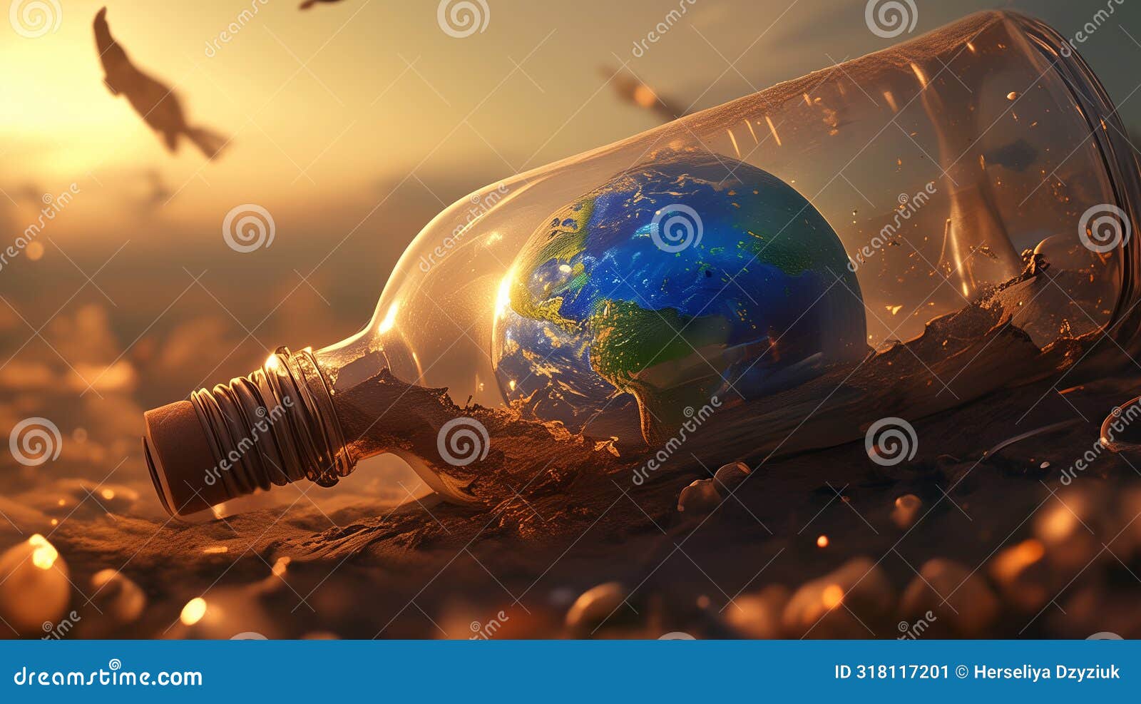 World Environment Day: Mini Earth Planet in Old Bottle on Sand ...