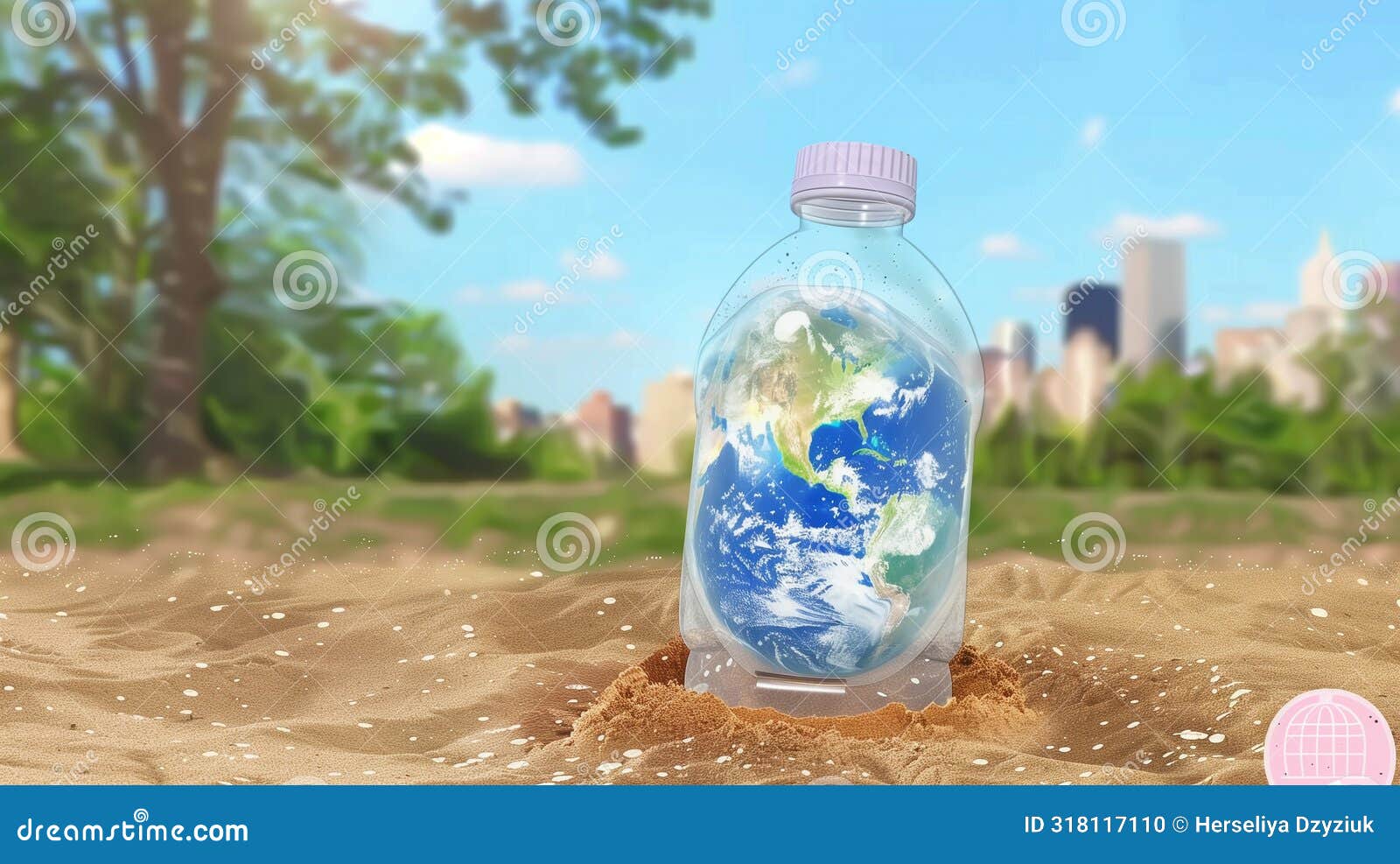 World Environment Day: Mini Earth Planet in Plastic Bottle on Sand ...