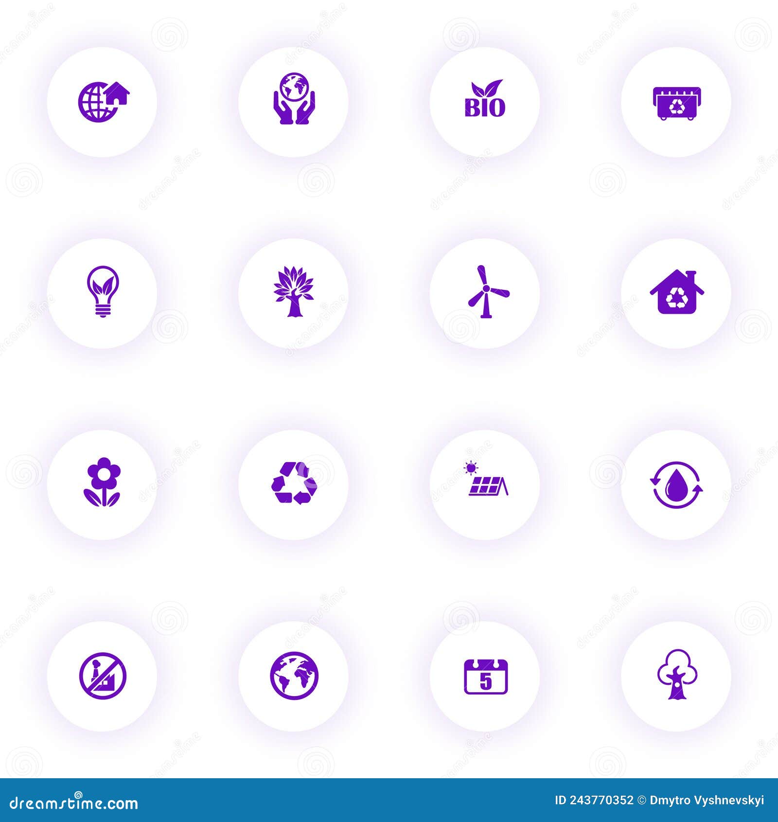 World Environment Day Purple Color Vector Icons Stock Vector ...