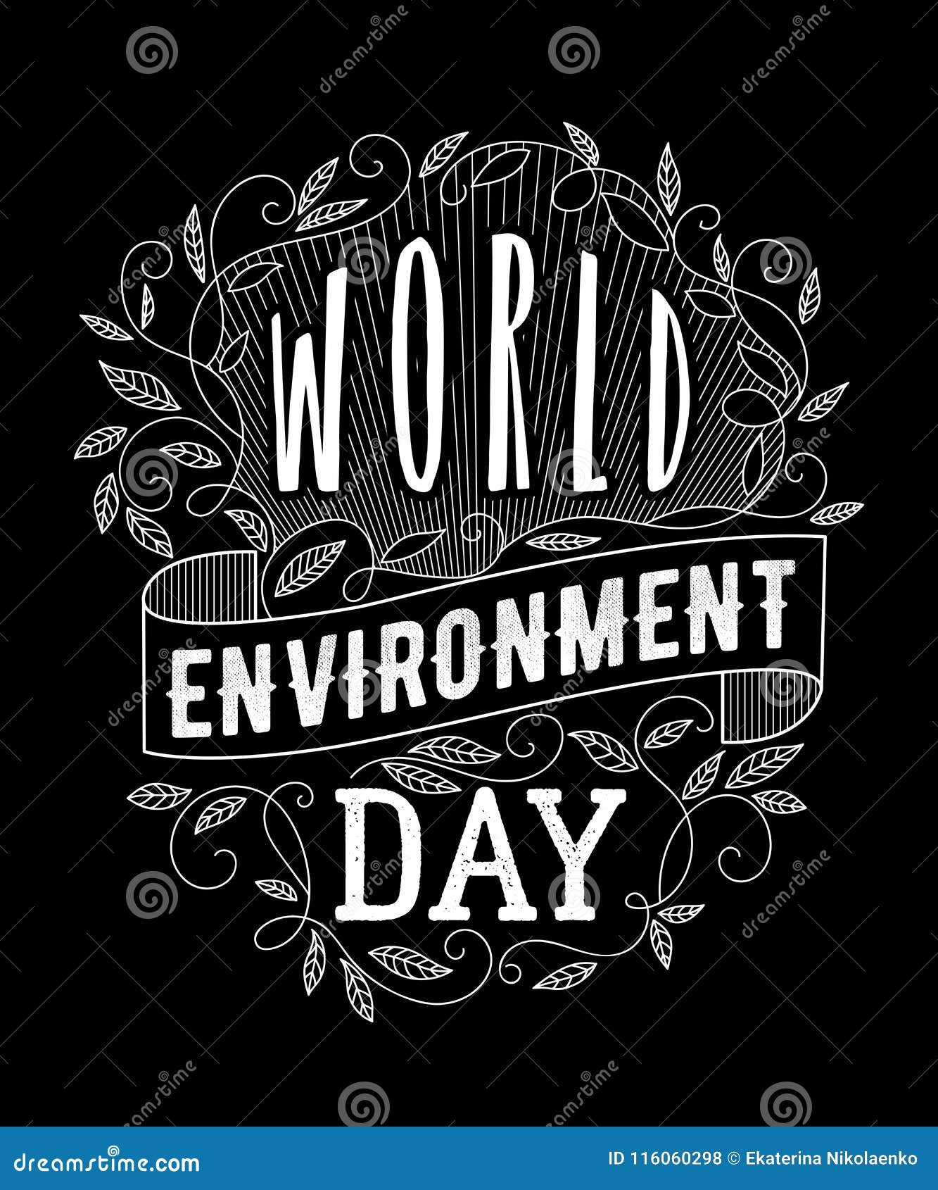 World Environment Day. Typography Poster with Leaf and Hand Drawn ...