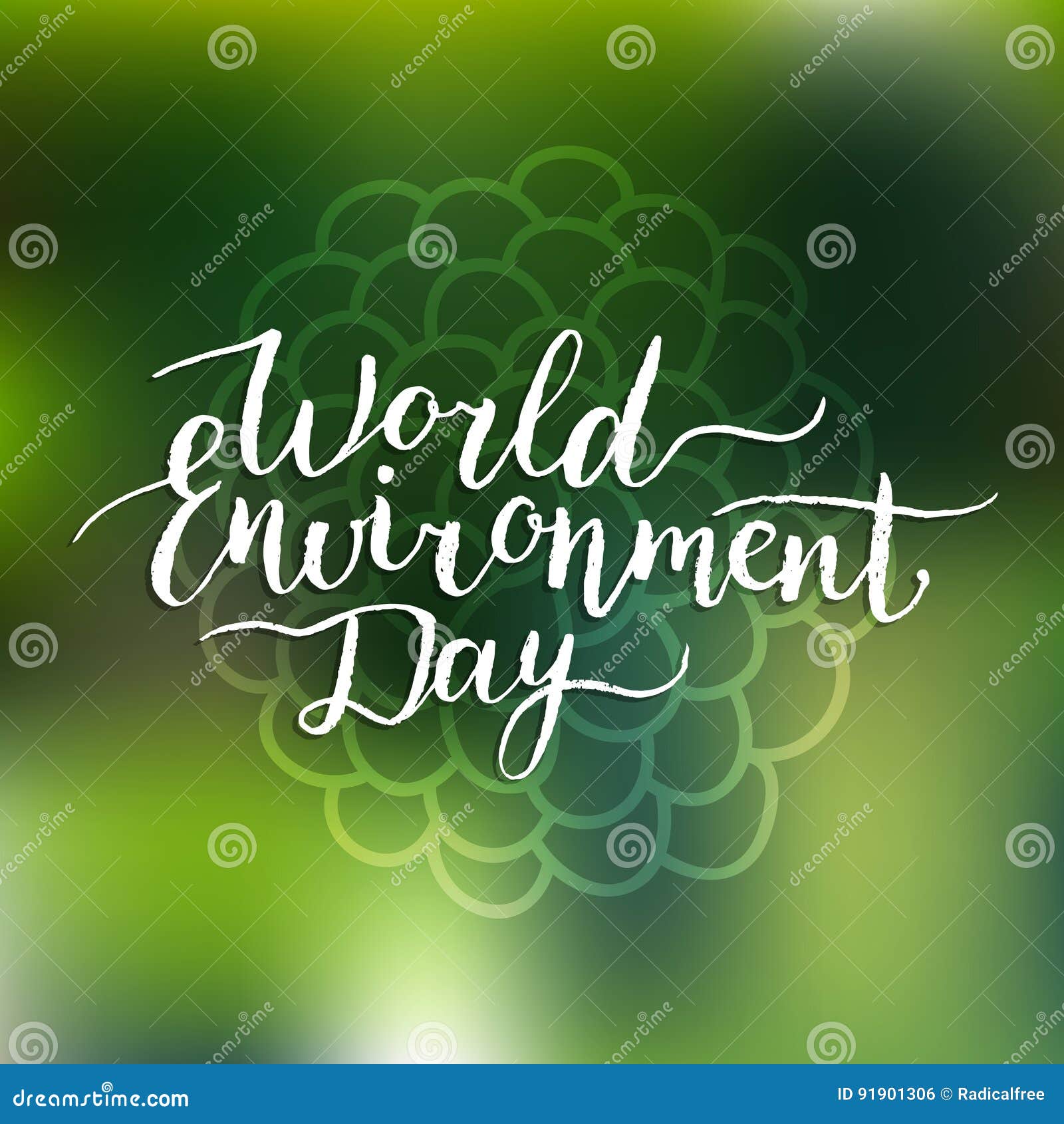 World Environment Day Vector Card on Floral Pattern Background. Hand ...