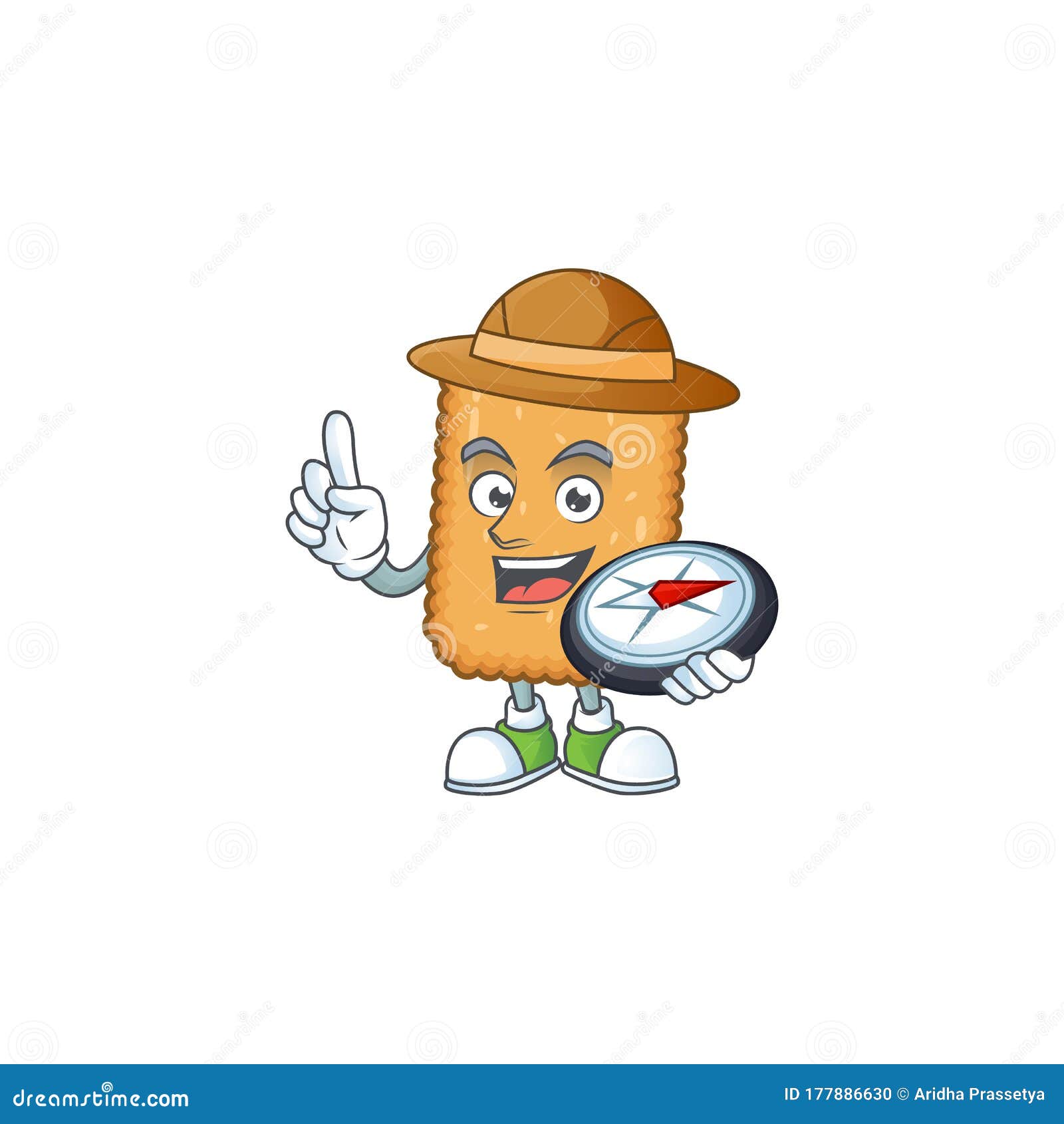 World Explorer Biscuit Cartoon Design Style Using Compass Stock Vector ...