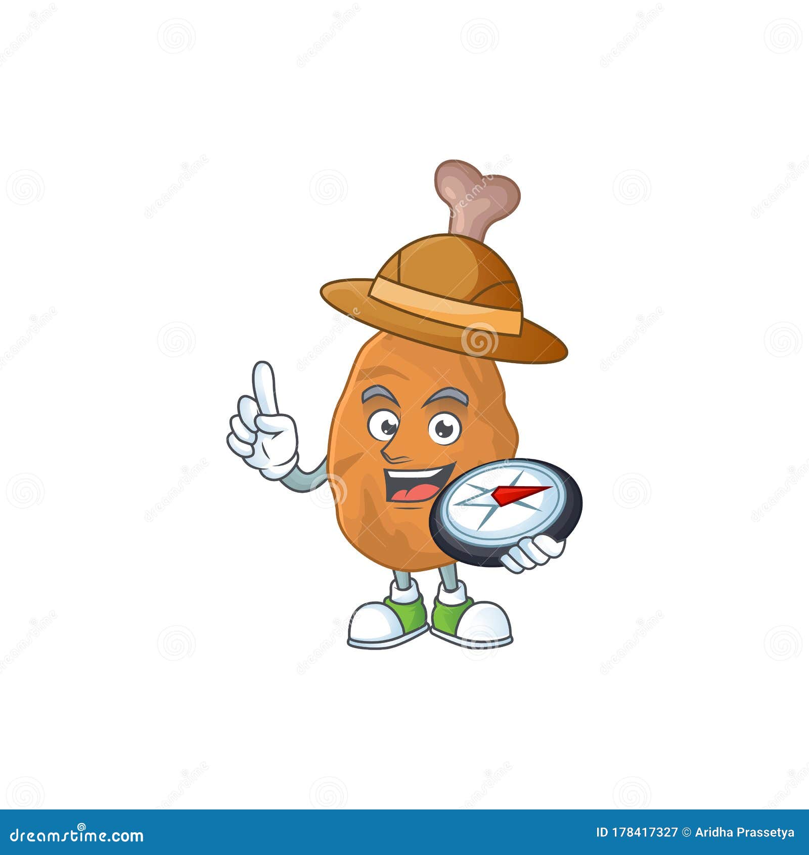 World Explorer Fried Chicken Cartoon Design Style Using Compass Stock ...