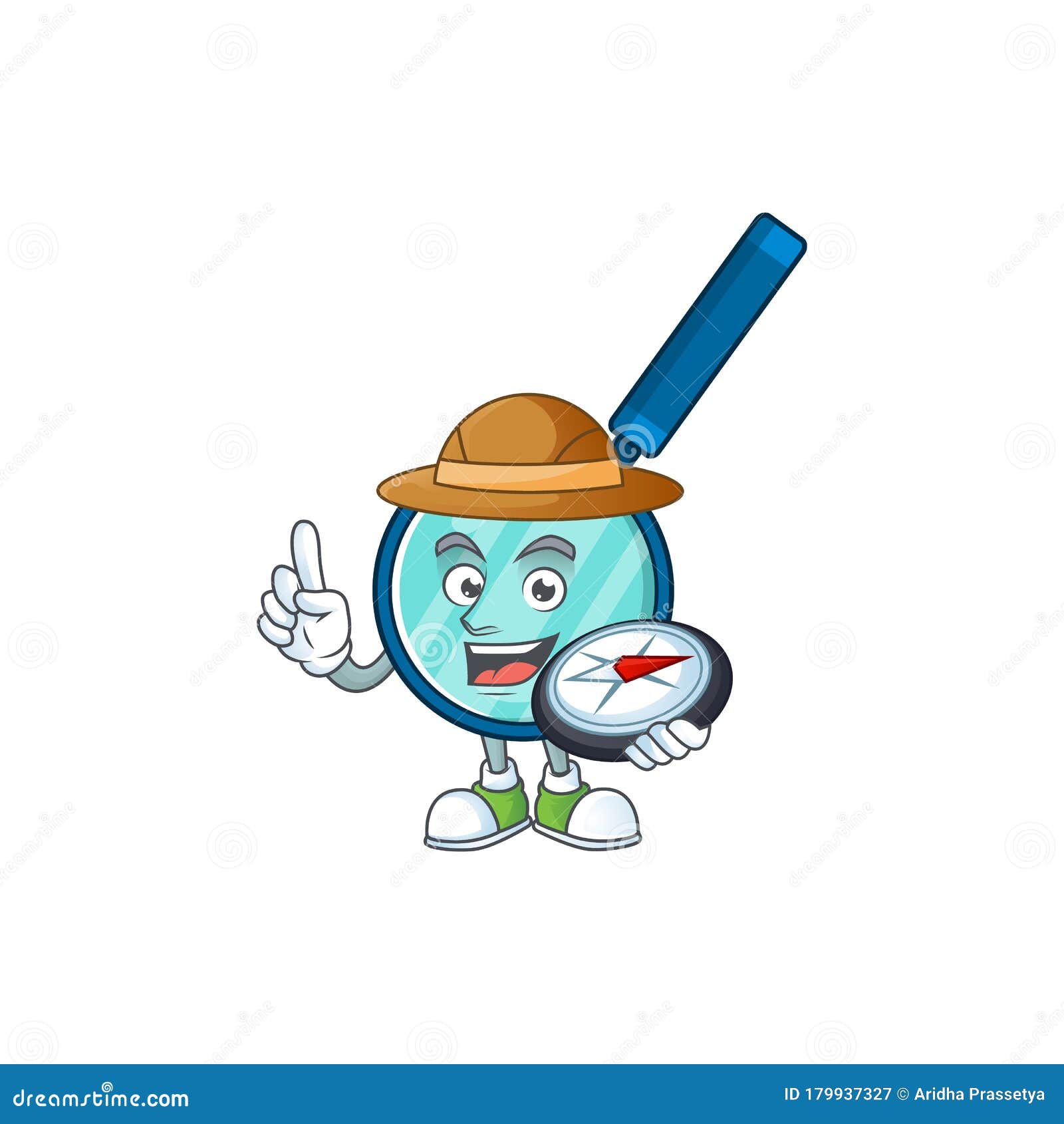 World Explorer Magnifying Glass Cartoon Design Style Using Compass ...