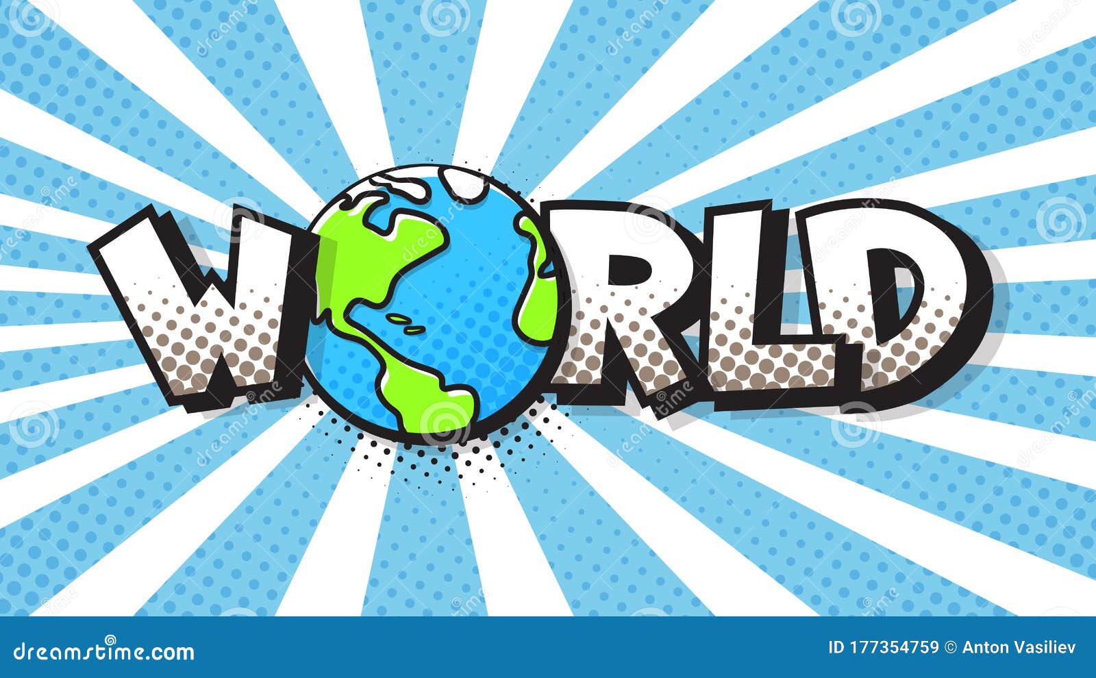 World Expression Text in a Comic Halftone Style. Planet Earth Pop Art ...