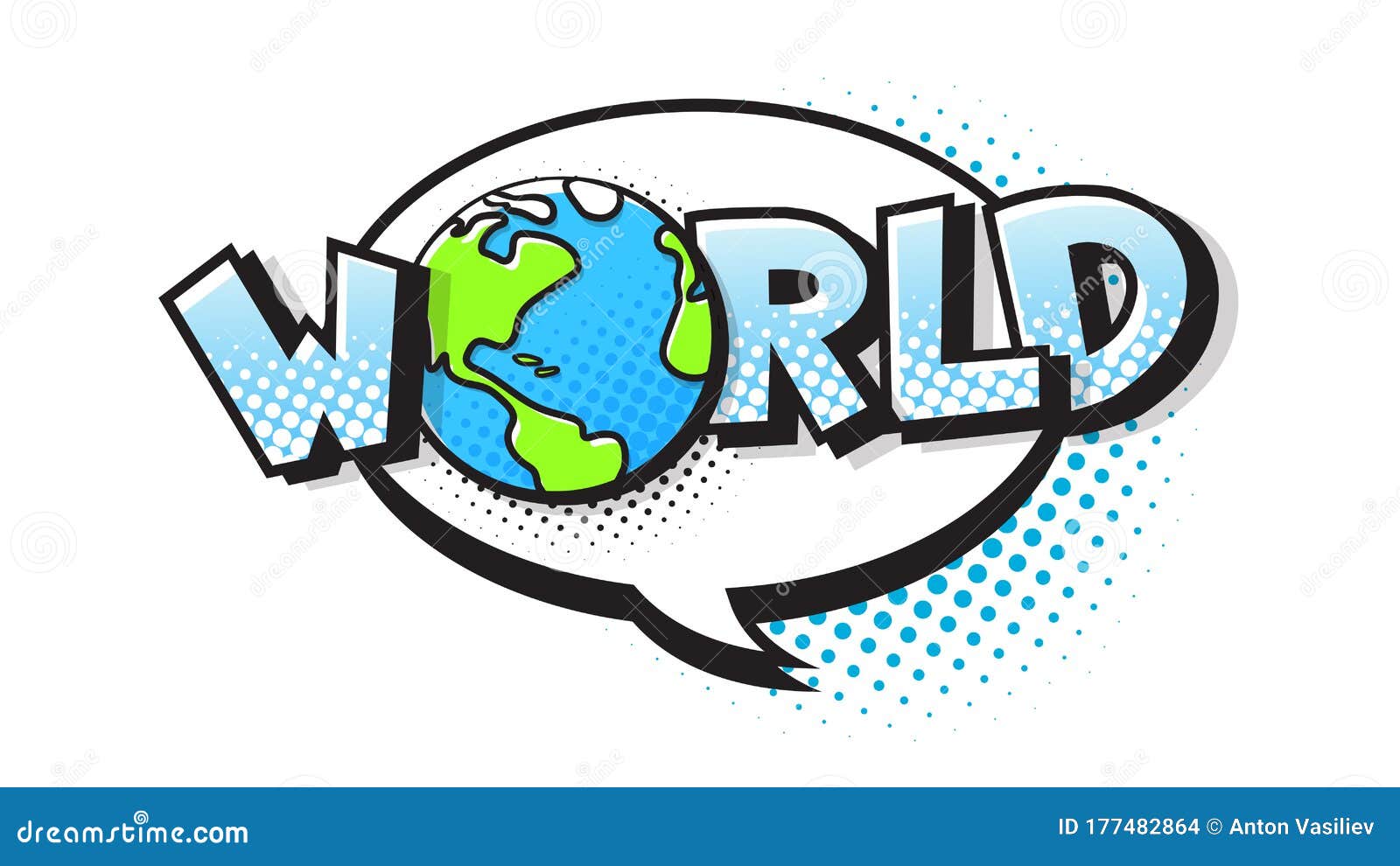 World Expression Text in a Comic Halftone Style. Planet Earth Pop Art ...