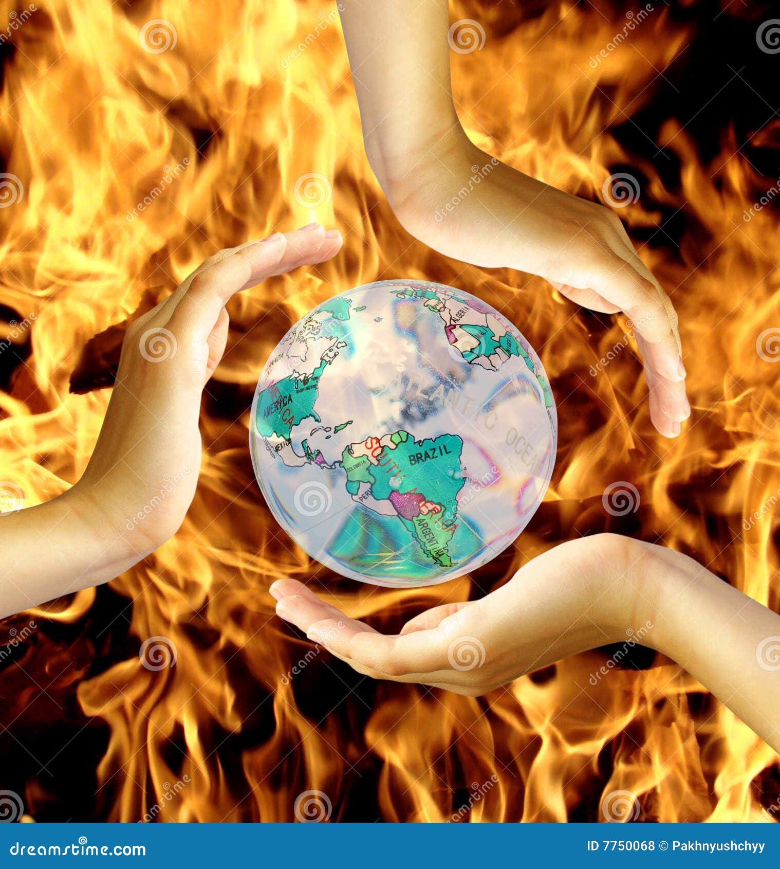 World in fire stock photo. Image of danger, repeated, hands - 7750068