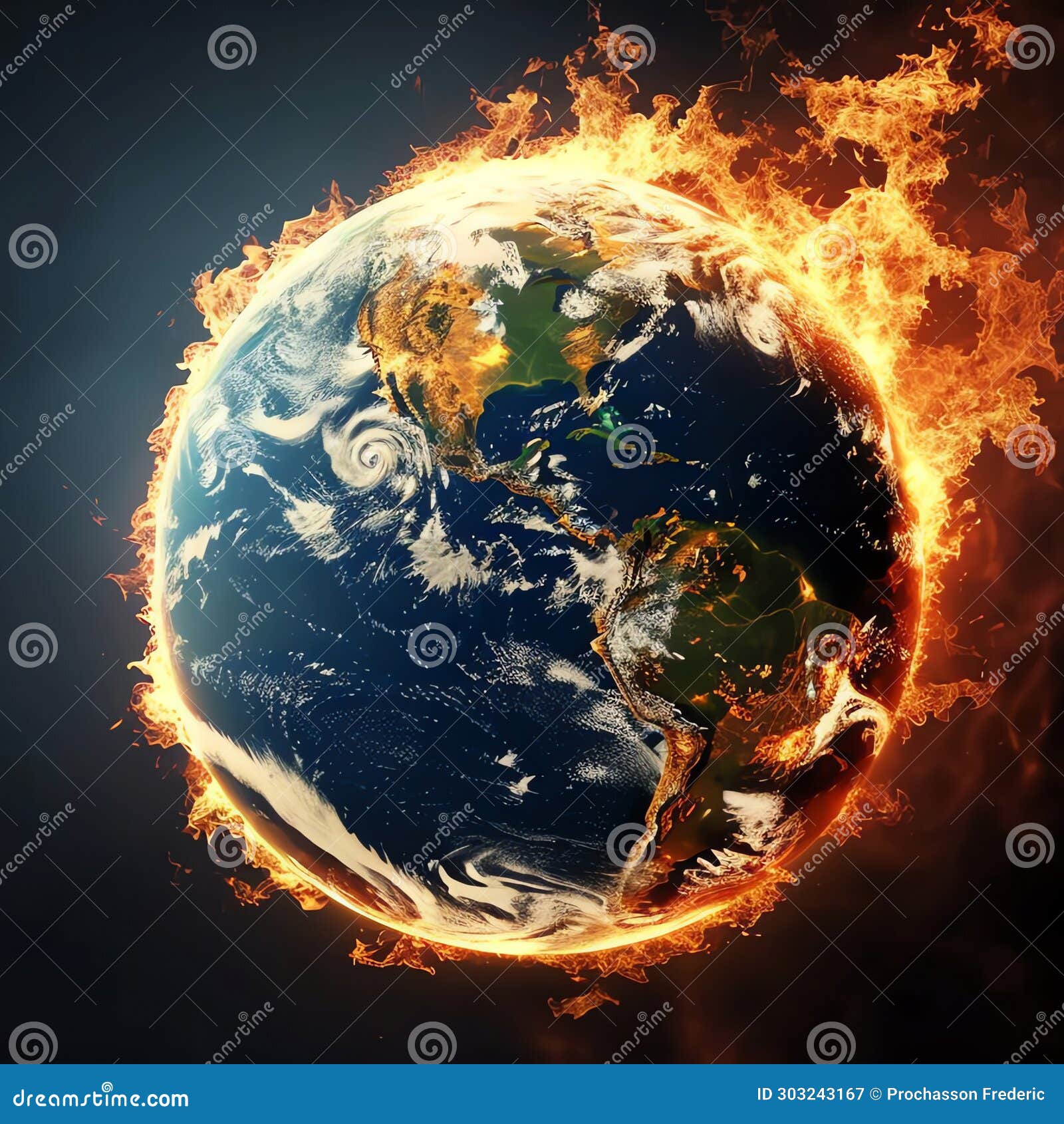 World in Fire, Global Warming Concept, AI Generated Stock Illustration ...