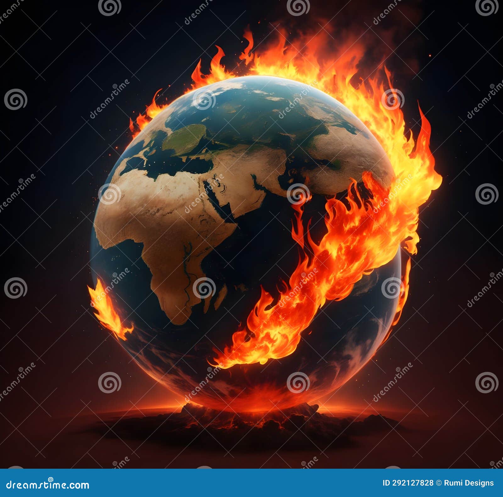 World on fire stock illustration. Illustration of poster - 292127828