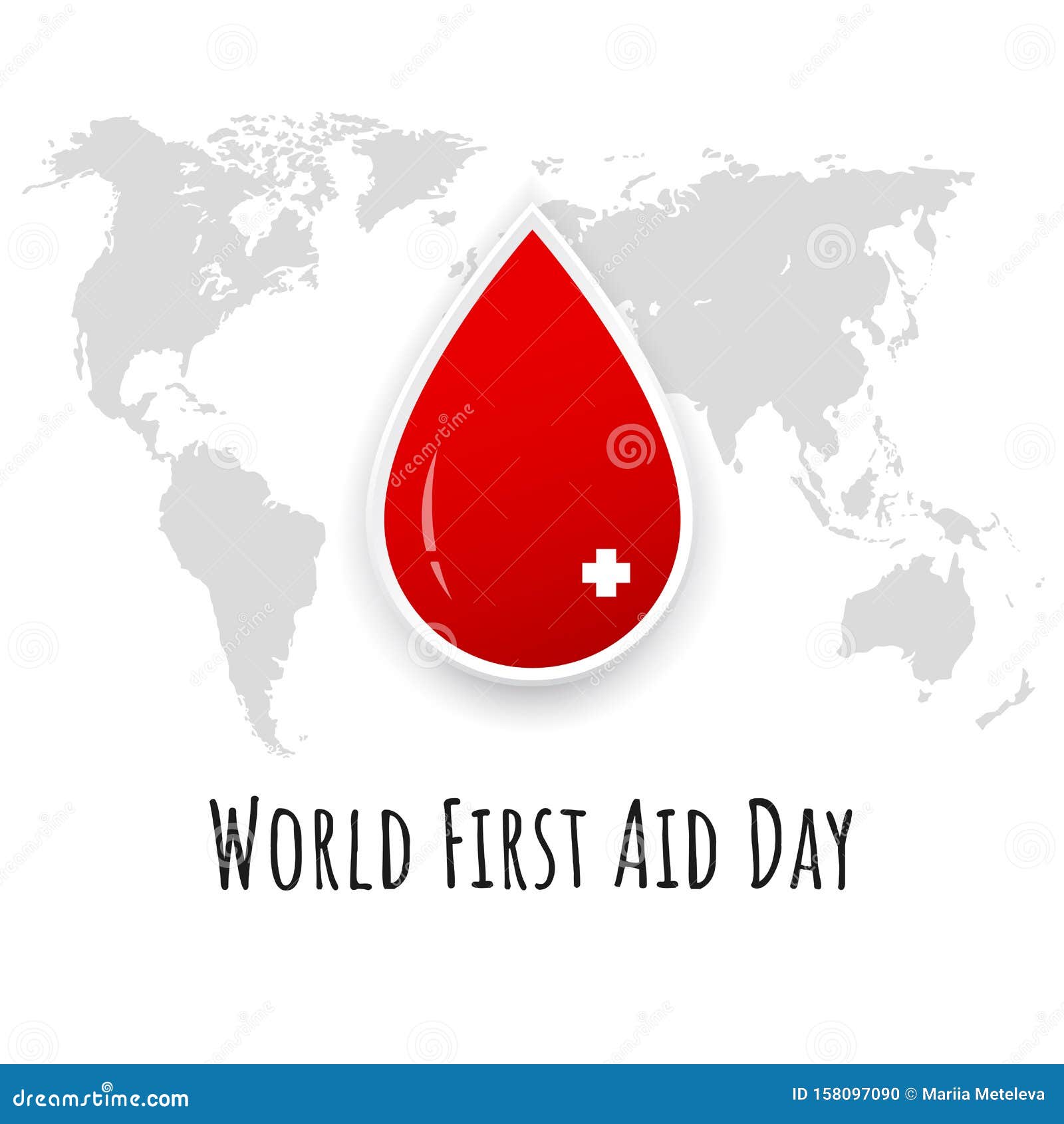 World First Aid Day Concept. Vector Illustration with World Map on ...