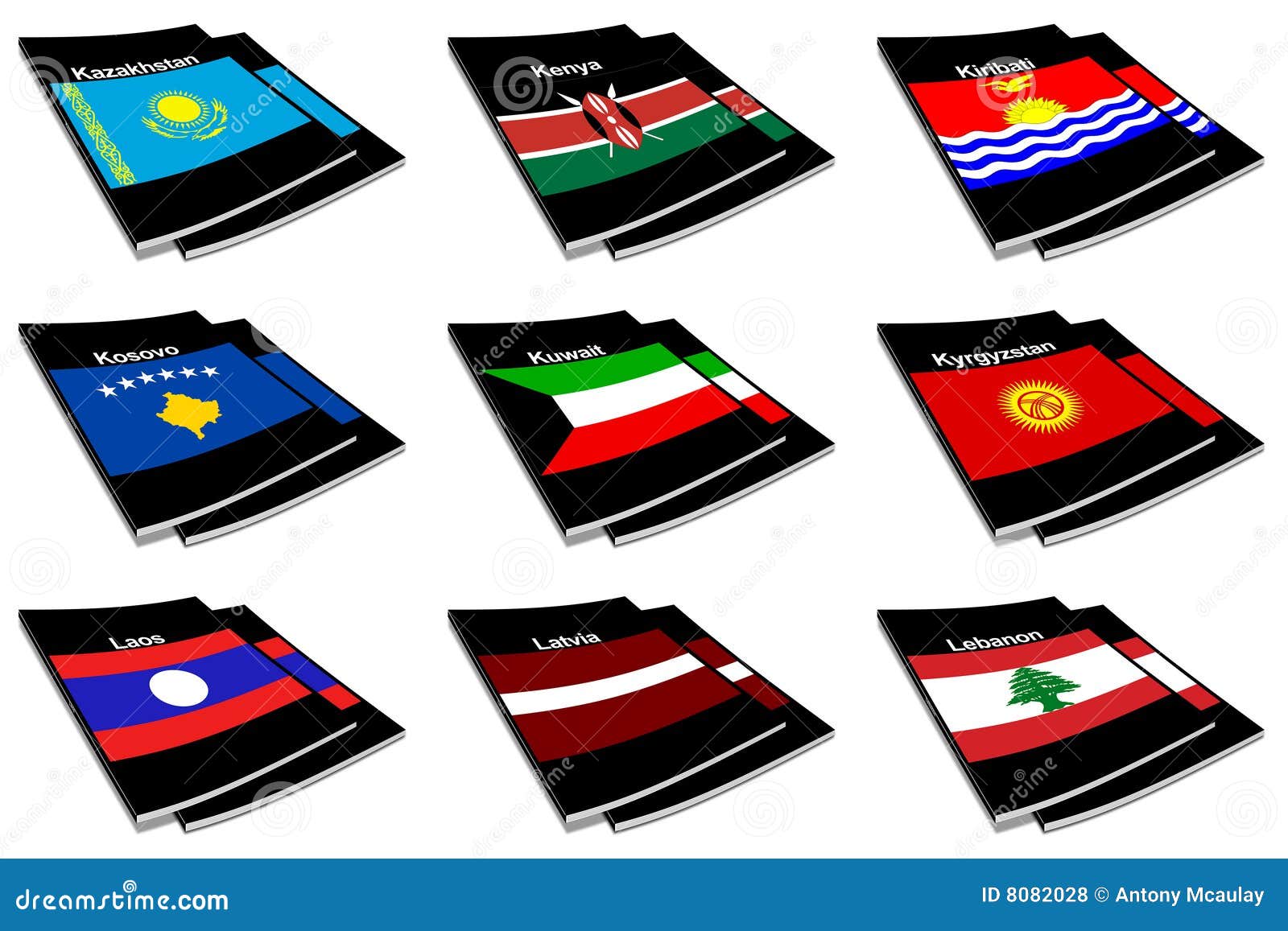 World Flag Book Collection 15 Stock Illustration - Illustration of ...