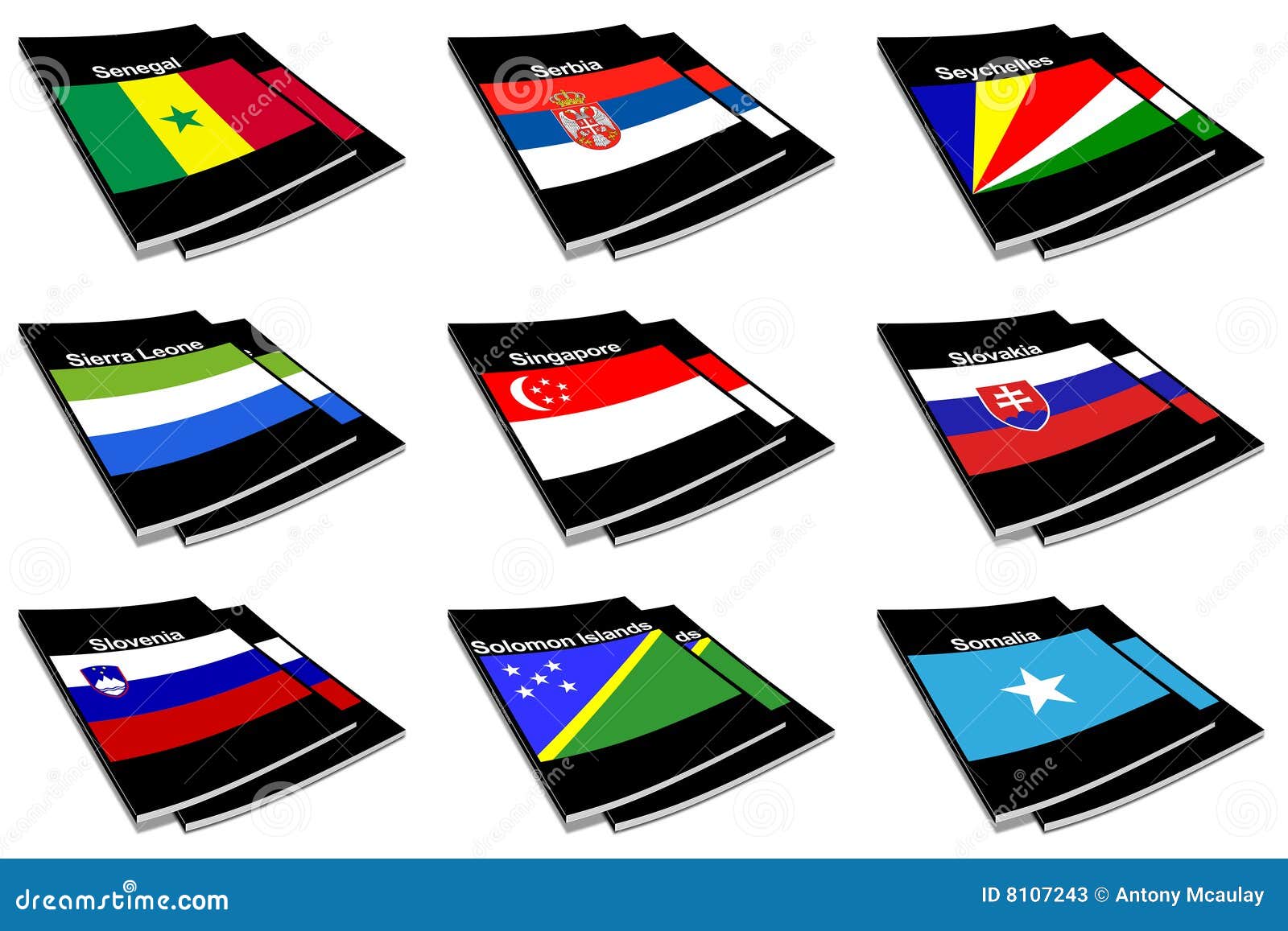 World Flag Book Collection 25 Stock Illustration - Illustration of ...