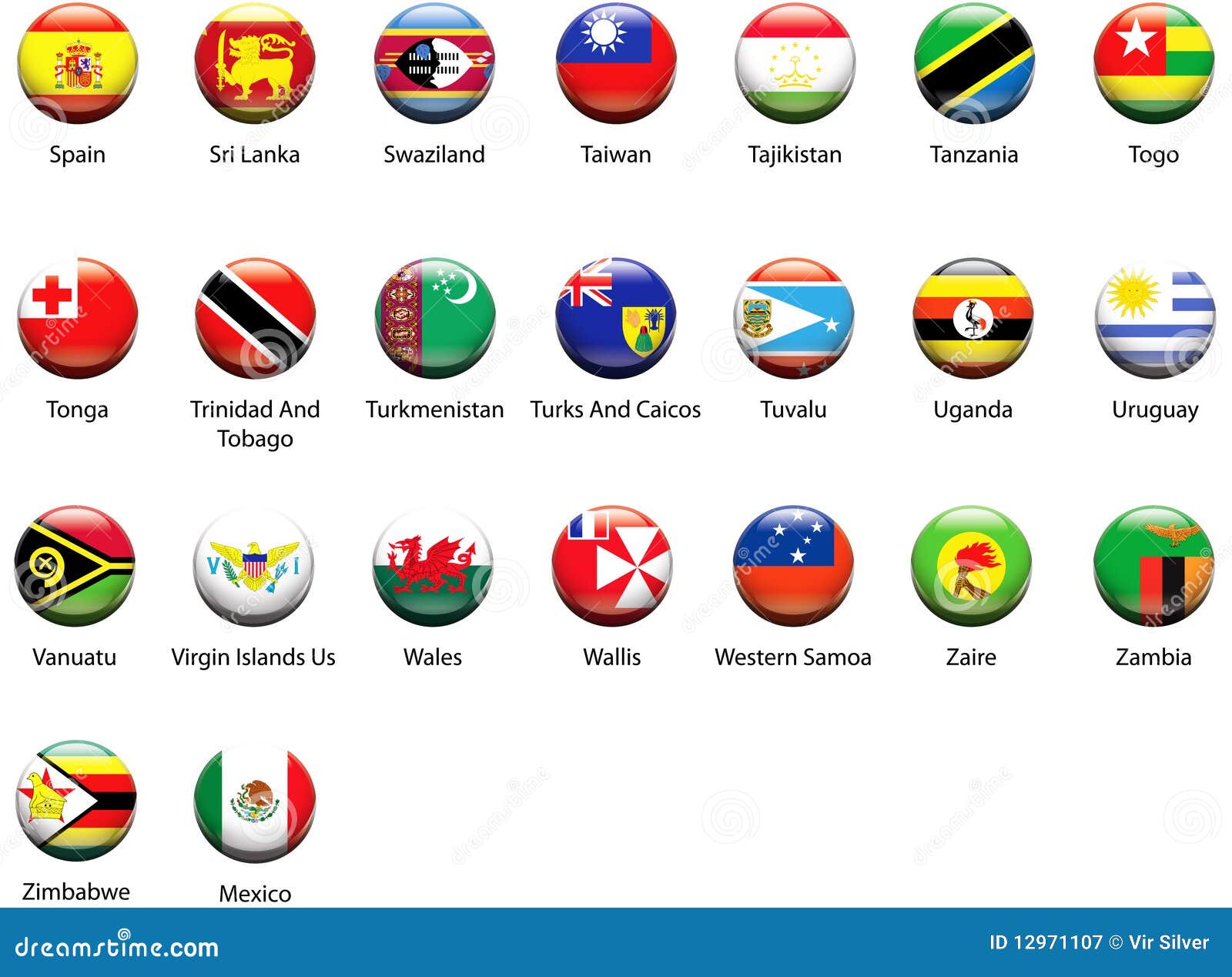 World Flag Icons 07 stock vector. Illustration of shiny - 12971107