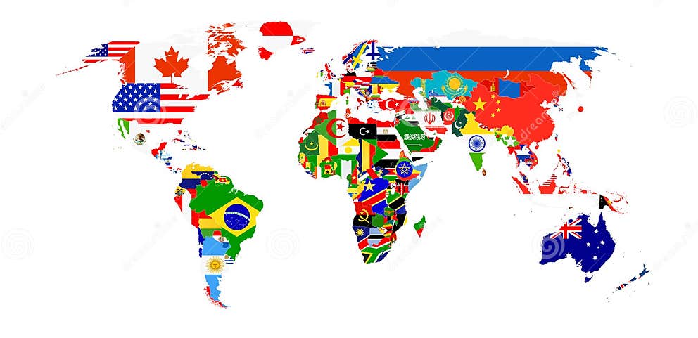 World Flag Map Isolated on White Stock Vector - Illustration of ...