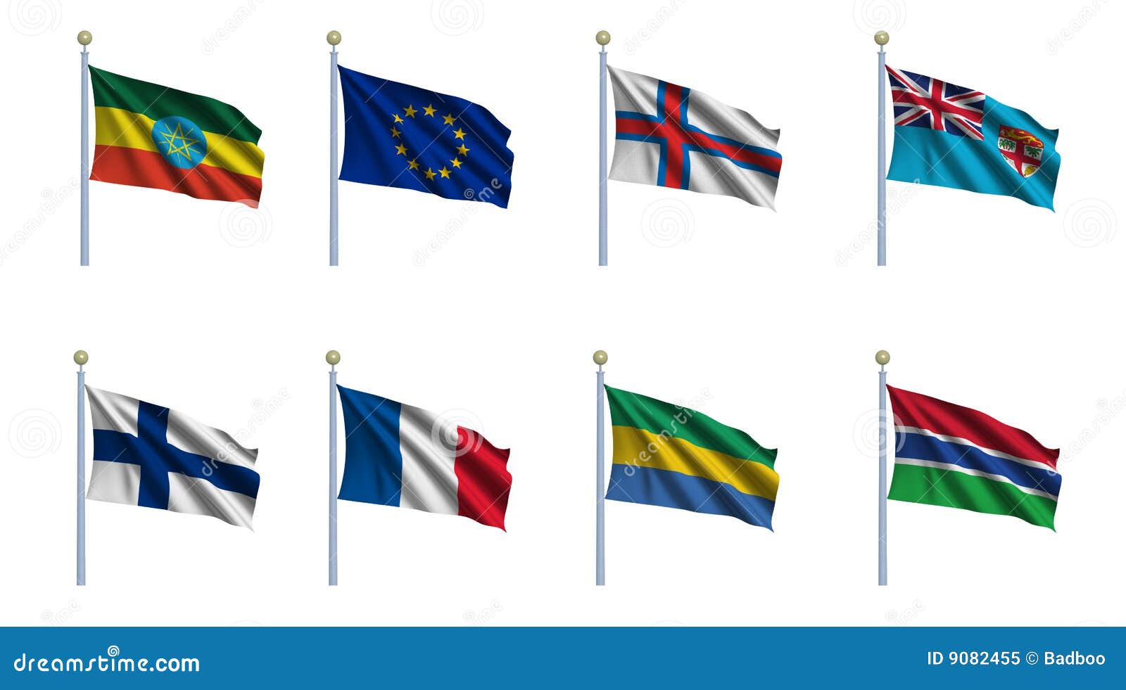 World Flag Set 8 stock illustration. Illustration of pole - 9082455