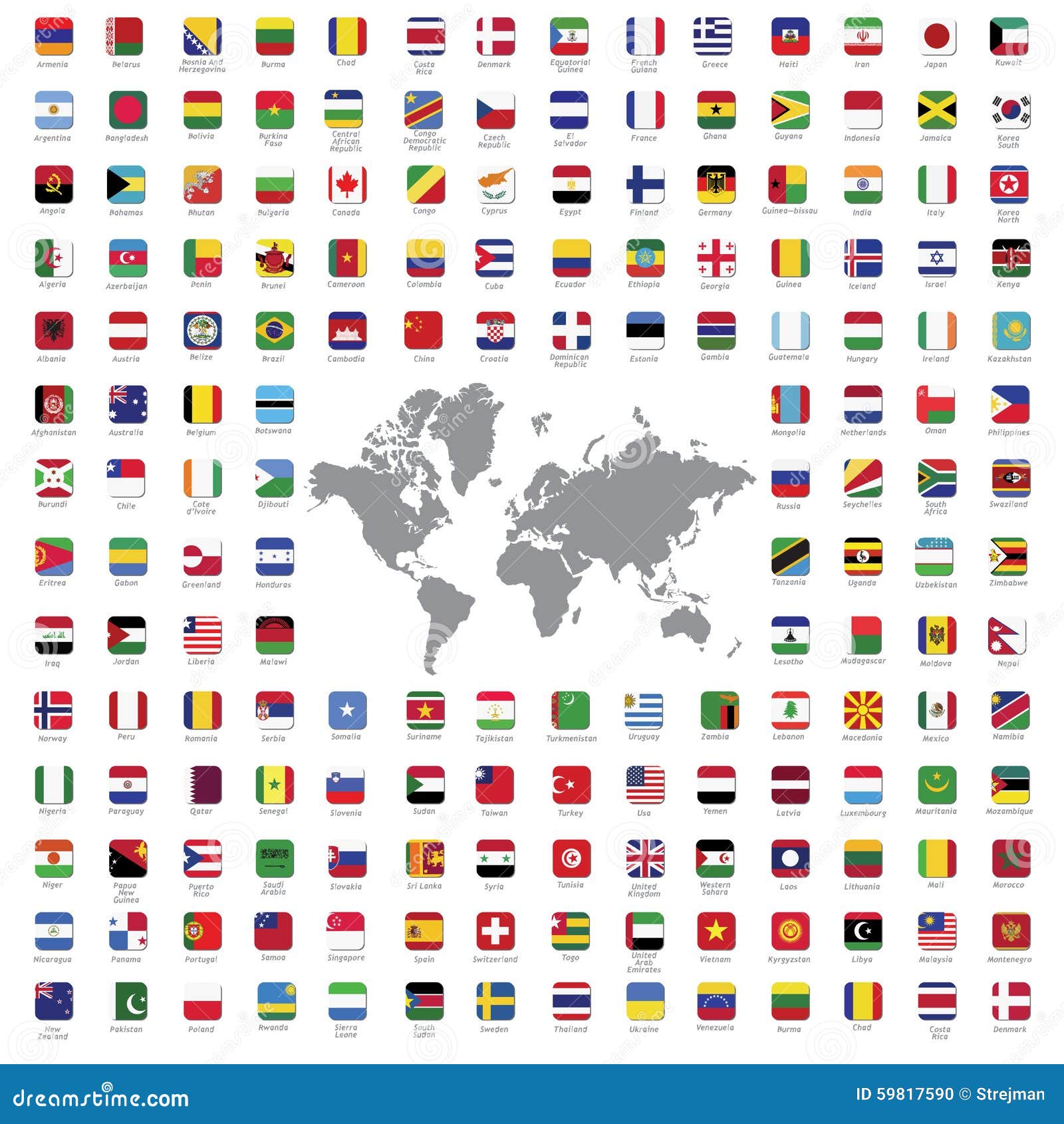 World flags all stock vector. Illustration of official - 59817590