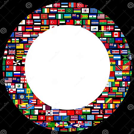 World Flags Circle Frame Over Black Background Stock Illustration ...