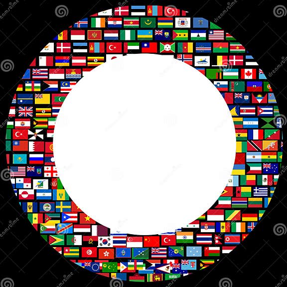 World Flags Circle Frame Over Black Background Stock Illustration ...