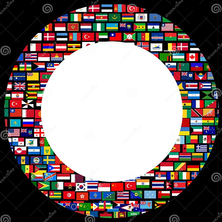 World Flags Circle Frame Over Black Background Stock Illustration ...