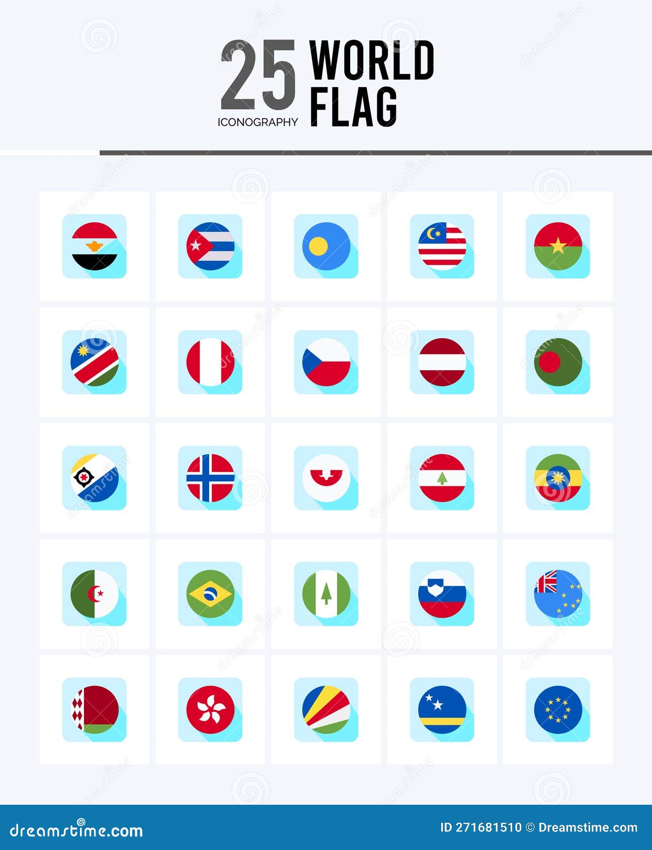 25 World Flags Circle Icons Pack Vector Illustration Stock Vector ...