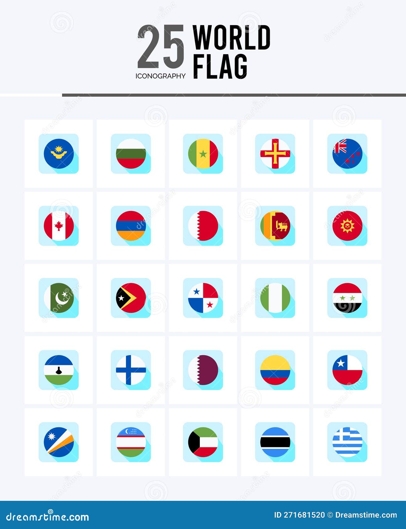 25 World Flags Circle Icons Pack Vector Illustration Stock Vector ...