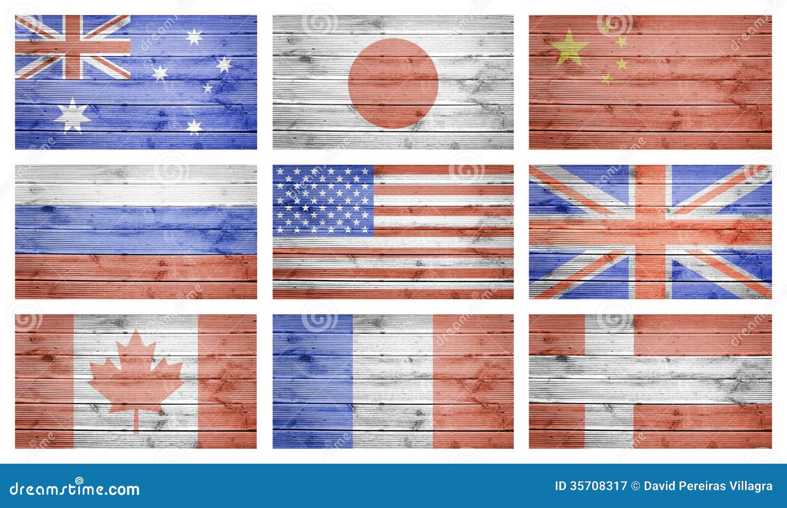 World Flags Collage Over Wood Planks Texture Stock Image ...