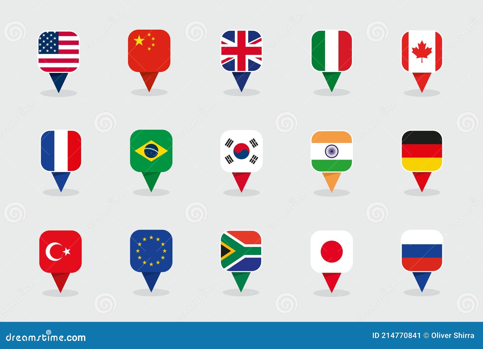 World Flags 3d Square Label Marker Shapes Vector Set | CartoonDealer ...