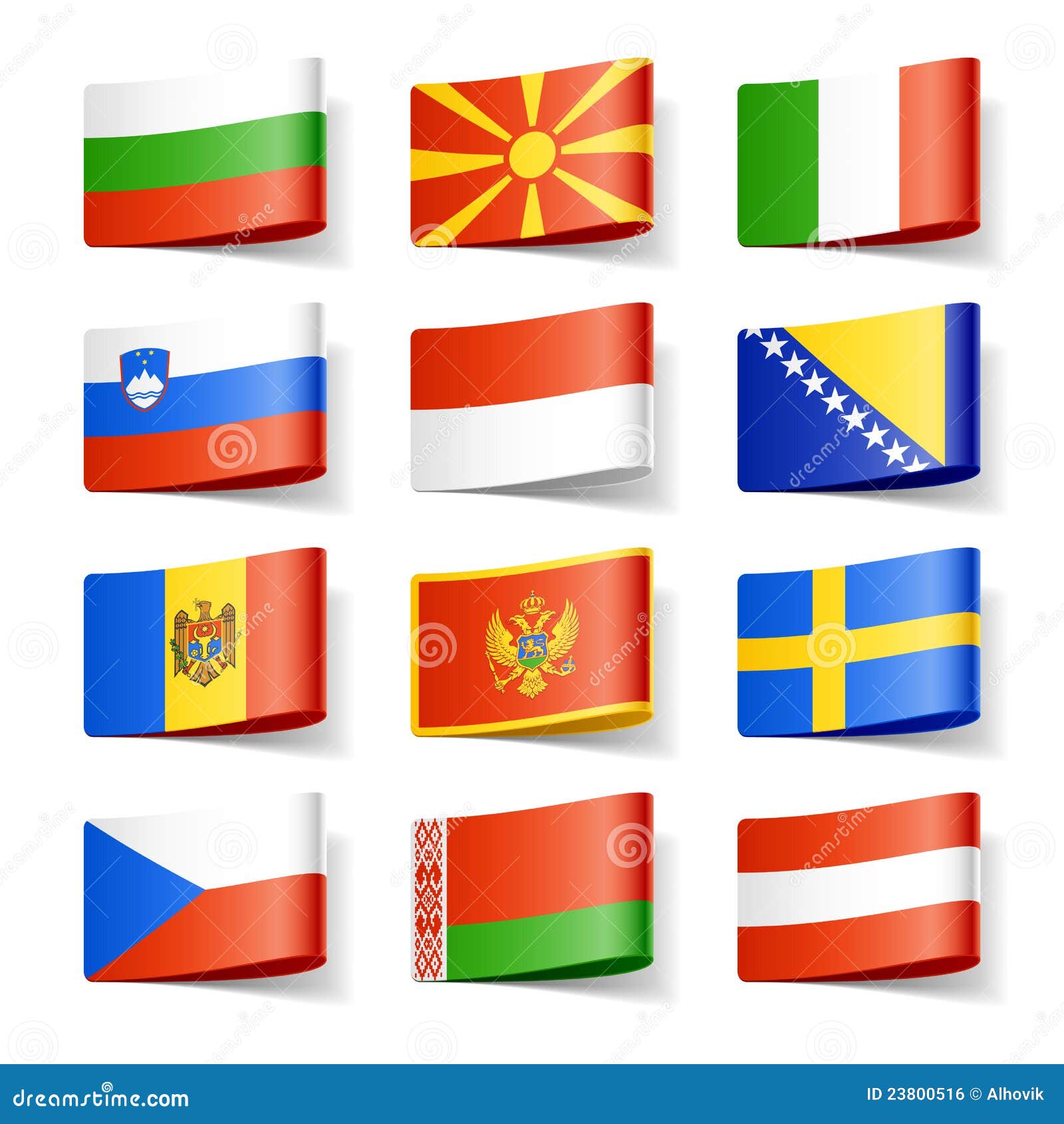 All Flags Of Europe Complete Collection Vector Set Isolated On Black ...