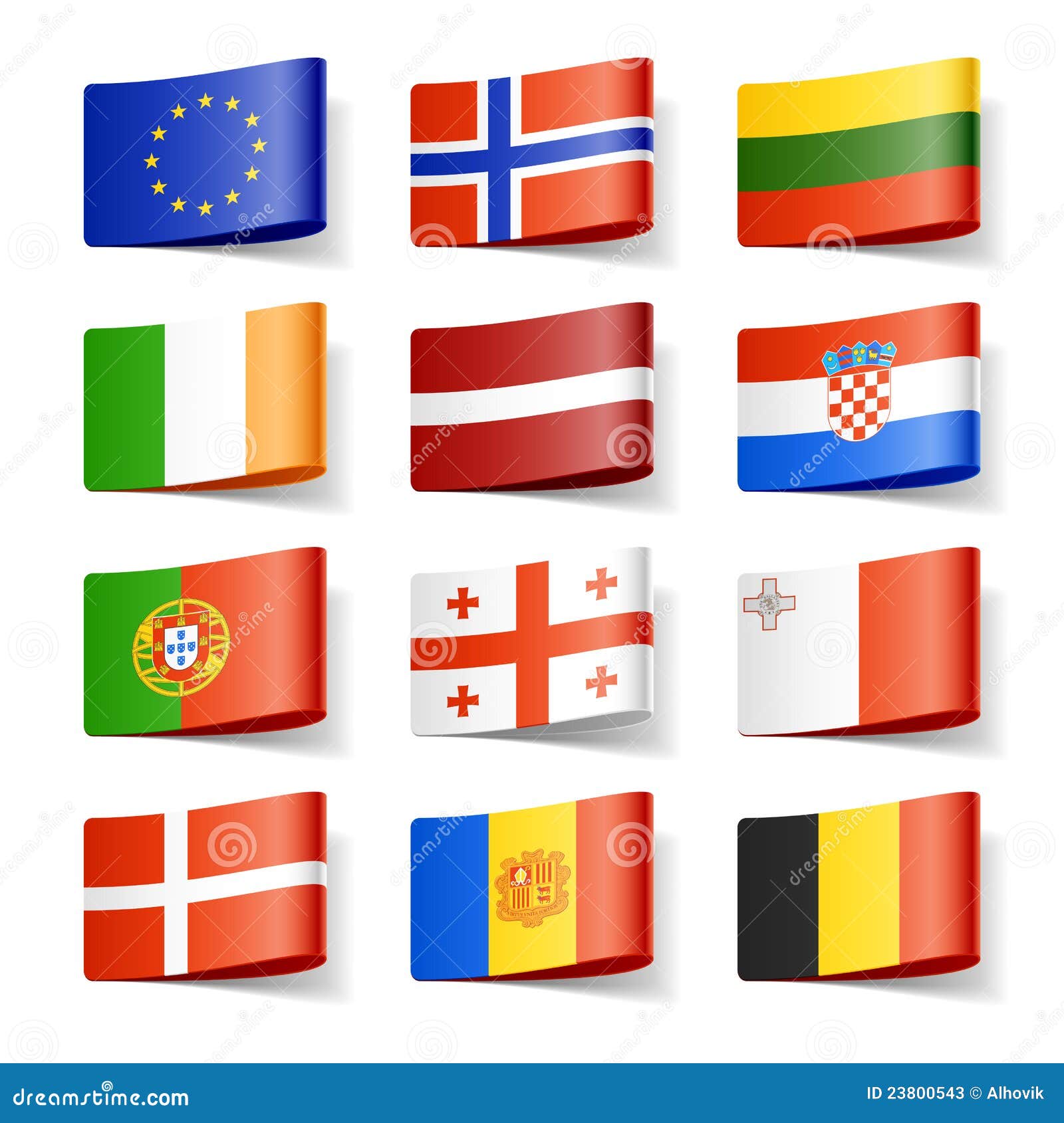All Flags Of Europe Complete Collection Vector Set Isolated On Black ...