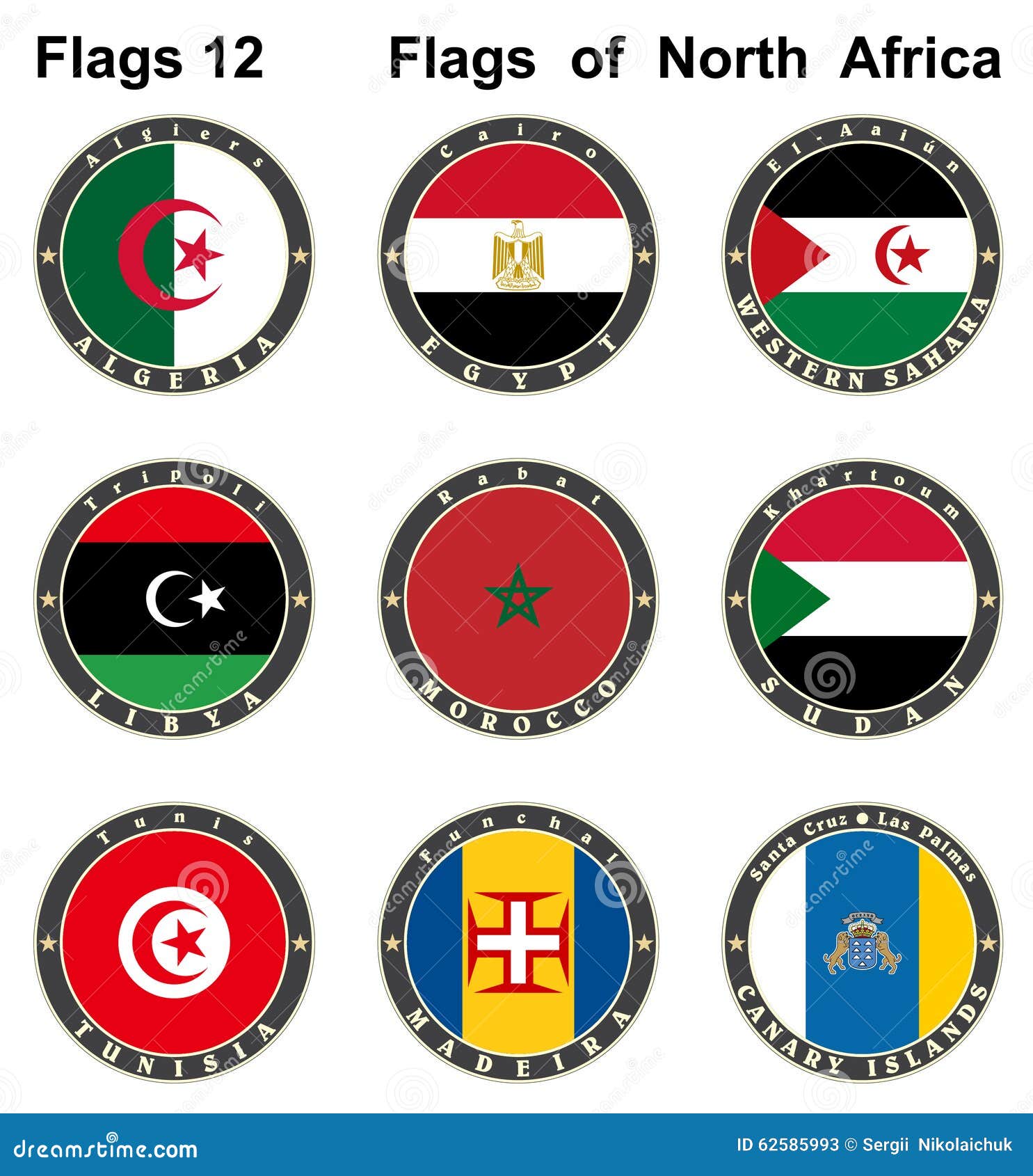 World flags. North Africa stock vector. Illustration of algeria - 62585993