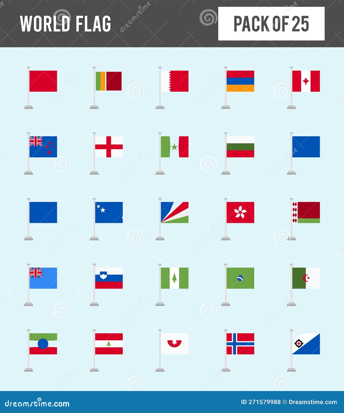 25 World Flags Pin. Icons Pack. Vector Illustration Stock Vector ...