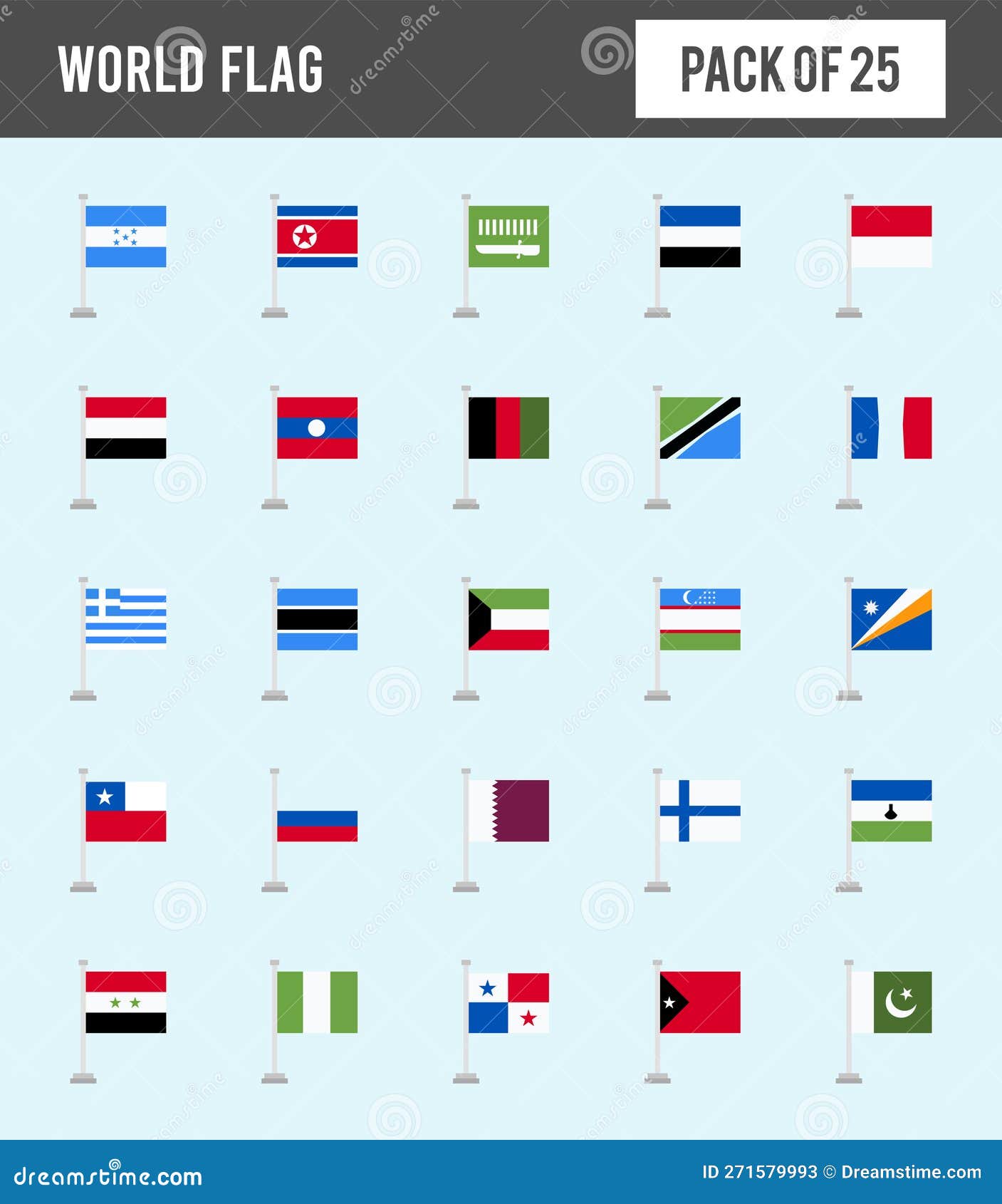 25 World Flags Pin. Icons Pack. Vector Illustration Stock Vector ...