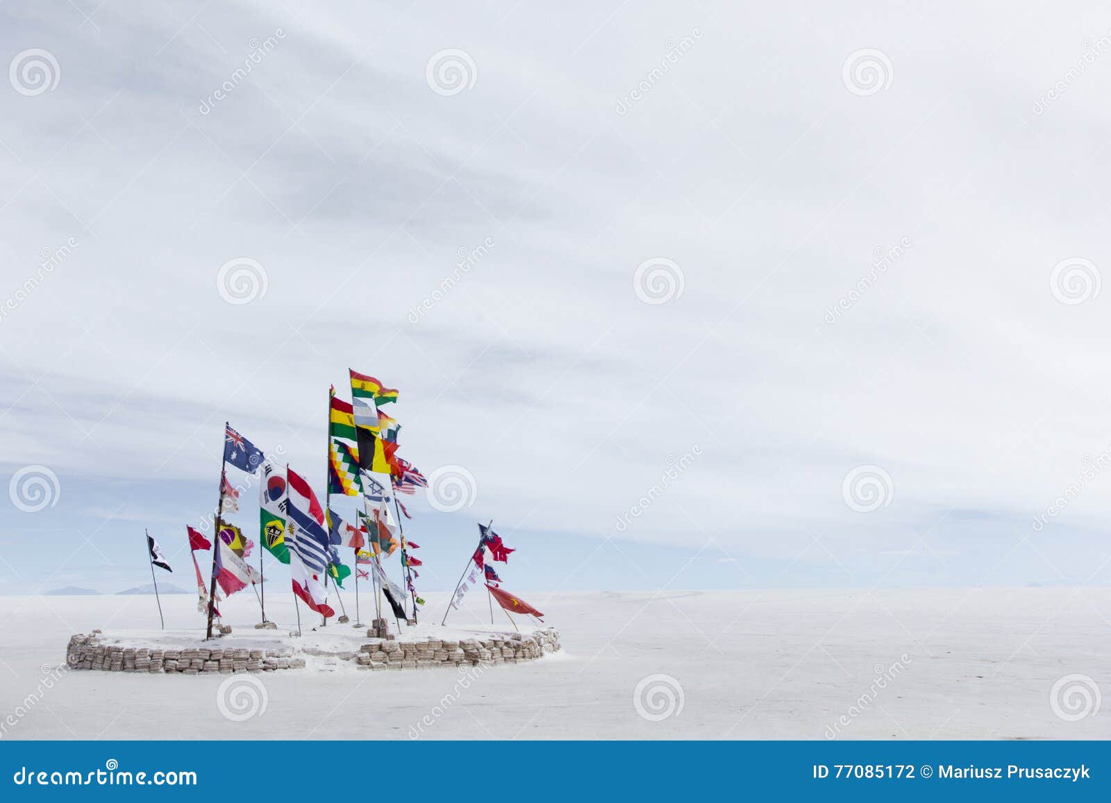 World Flags at Salar De Uyuni (Salt Flat), Bolivia Stock Photo - Image ...