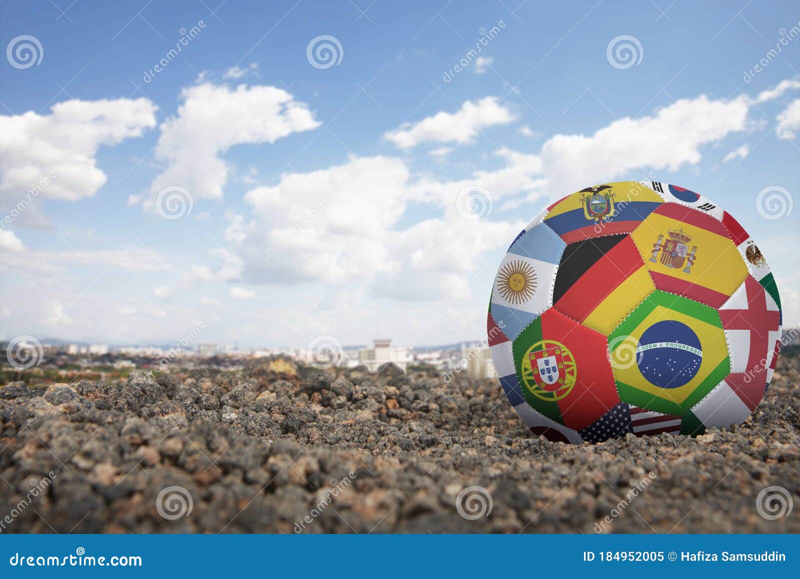 World Flags Soccer Ball on the Ground Stock Image - Image of hexagon ...