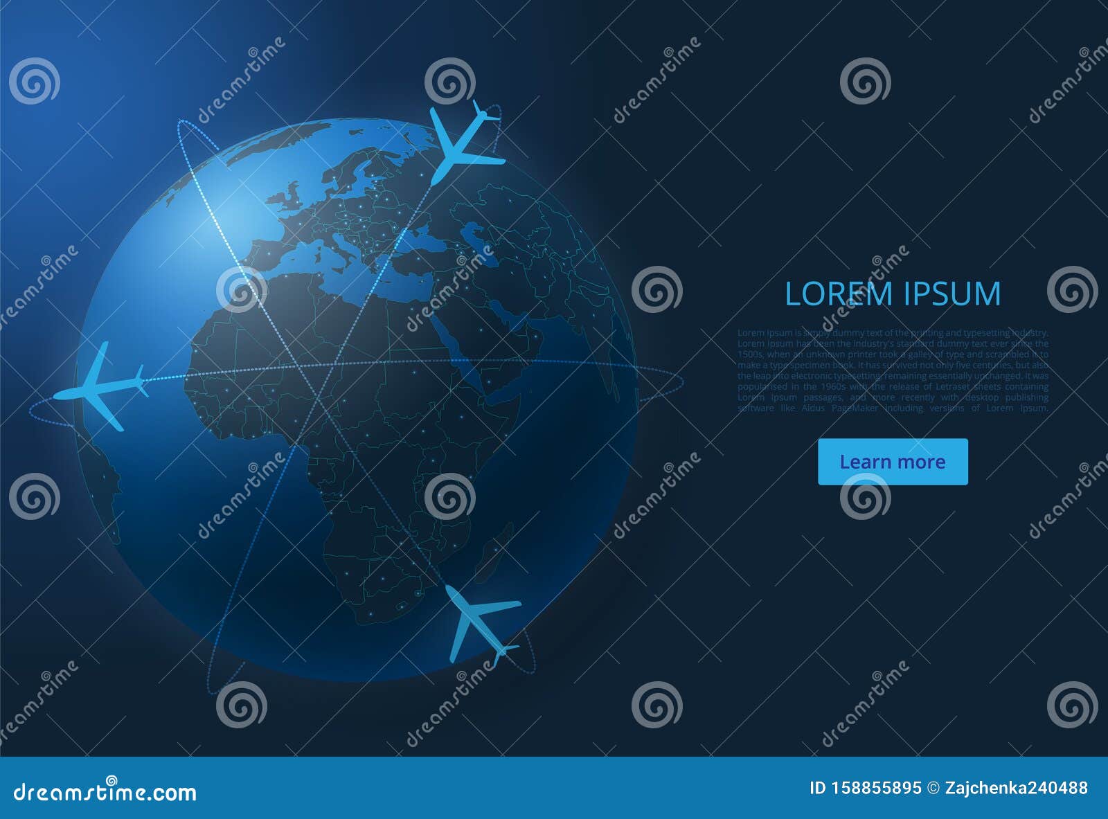 World Flight Map. Vector Image of a Global Map with Lights in the Form ...