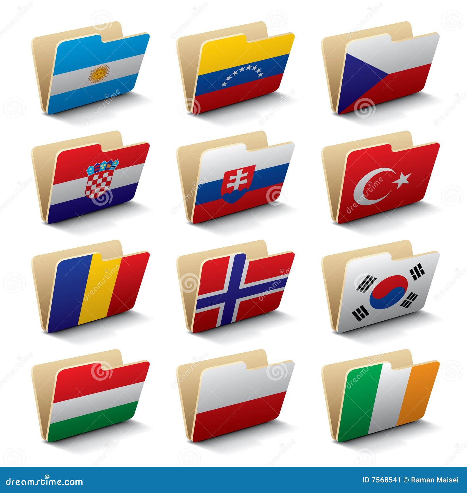 World folders icons 3 stock vector. Illustration of romania - 7568541