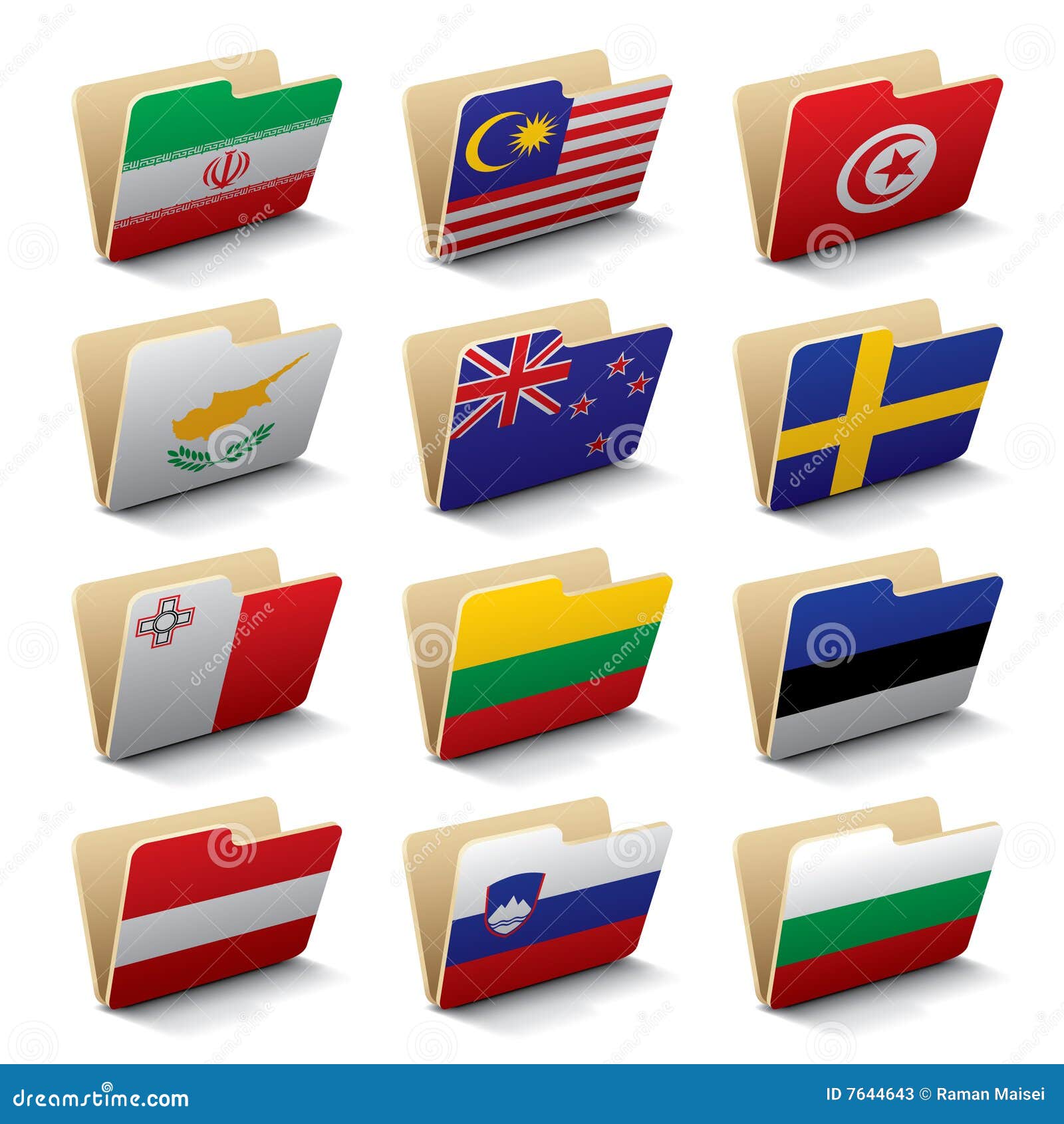 World folders icons 4 stock vector. Illustration of flag - 7644643