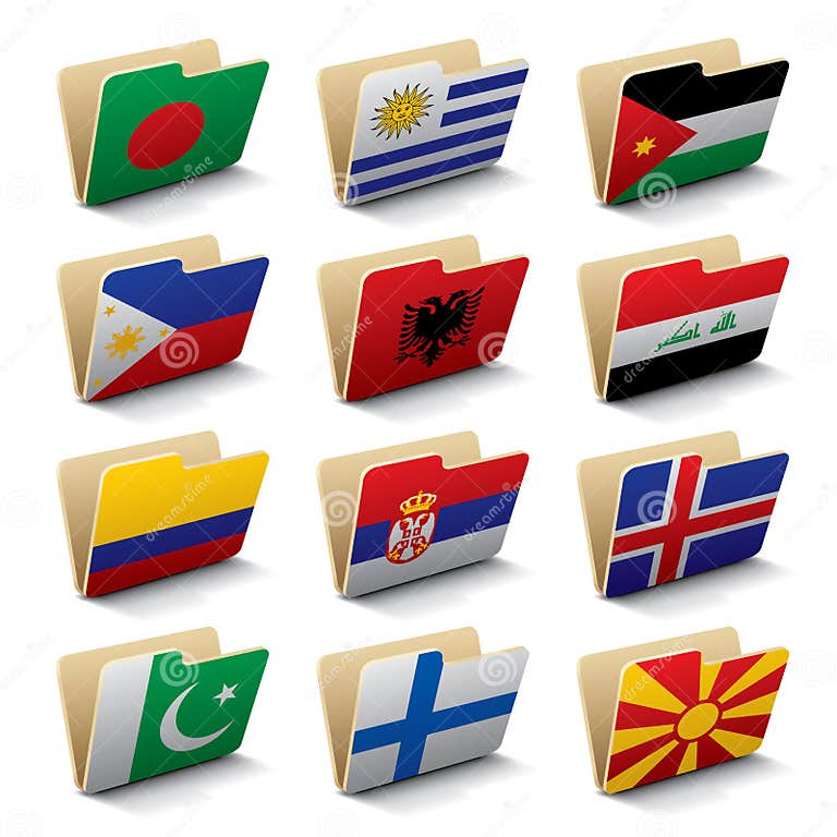 World folders icons 5 stock vector. Illustration of icon - 7644826