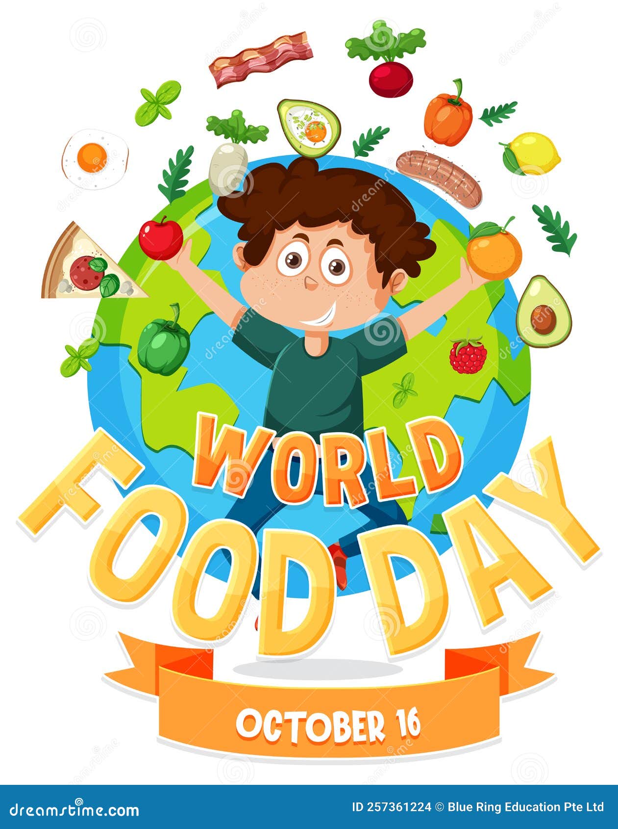 World food day text design stock vector. Illustration of october ...