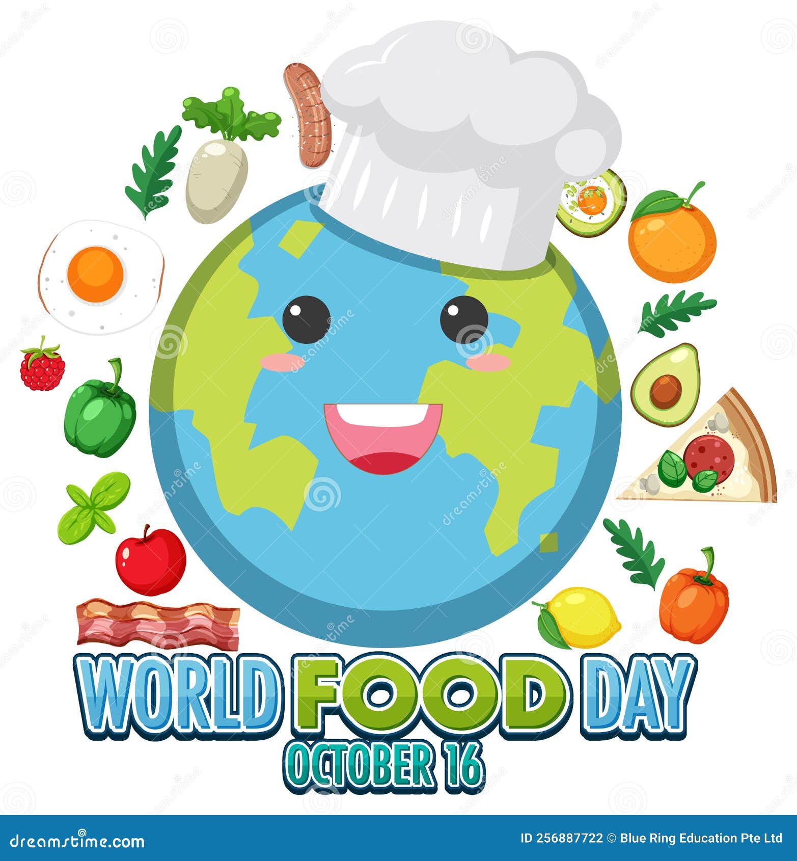 World Food Day Text with Food Elements Stock Vector - Illustration of ...
