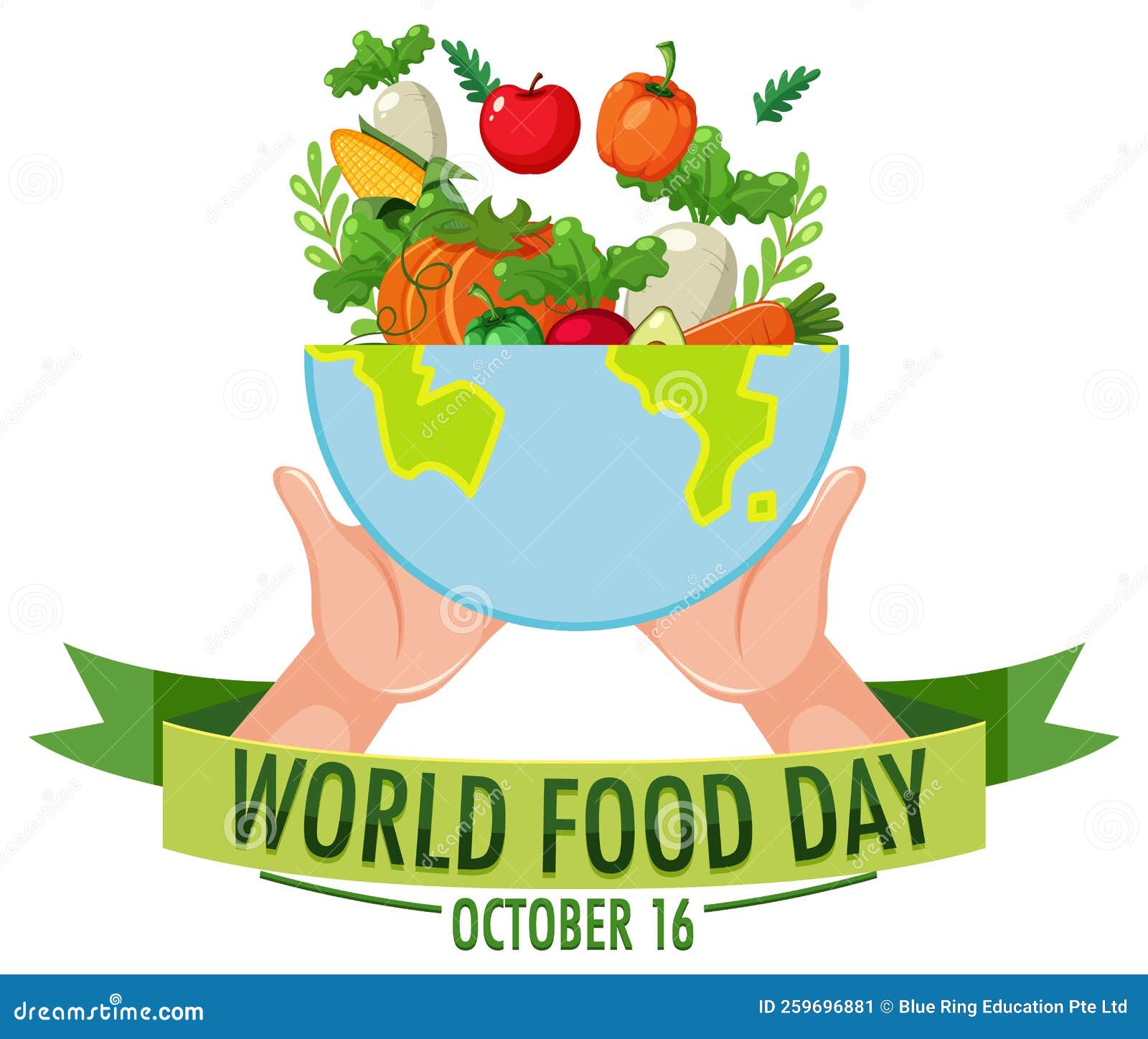 World Food Day Text with Food Elements Stock Vector - Illustration of ...