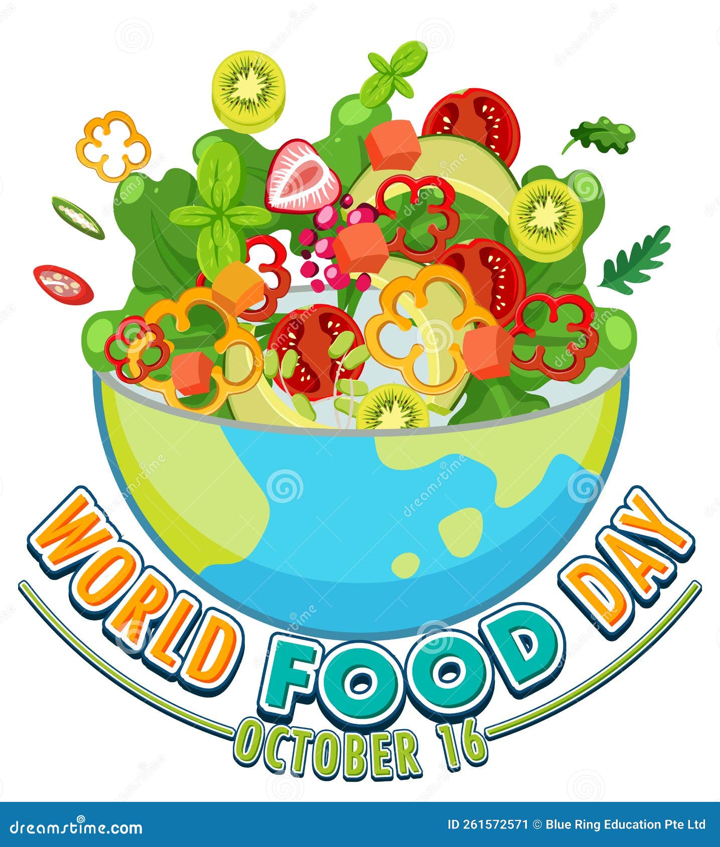 World Food Day Text with Food Elements Stock Vector - Illustration of ...