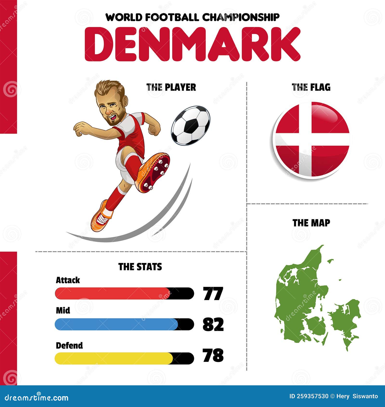 World Football Team Denmark Stock Illustration - Illustration of ...
