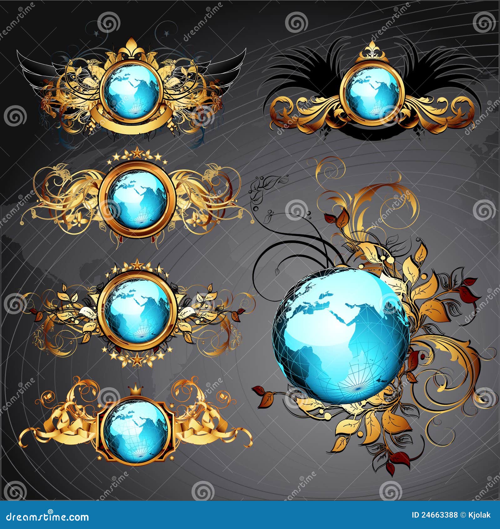 World frames set stock vector. Illustration of floral - 24663388