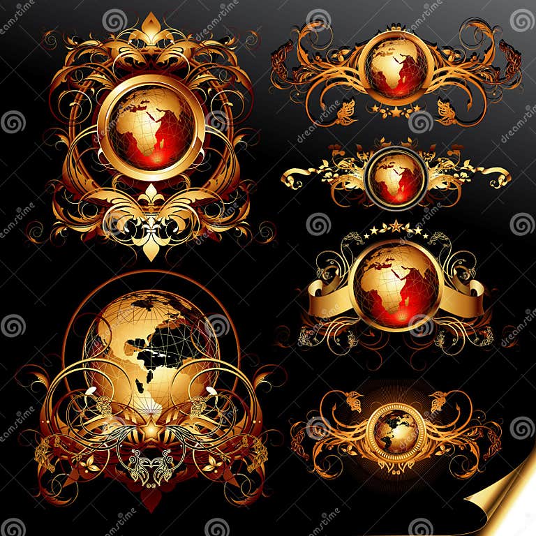 World frames set stock vector. Illustration of wings - 24663480