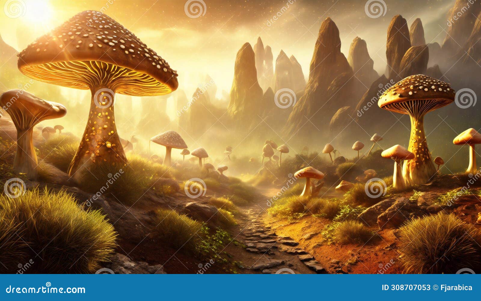 A world full of toadstools stock illustration. Illustration of poster ...