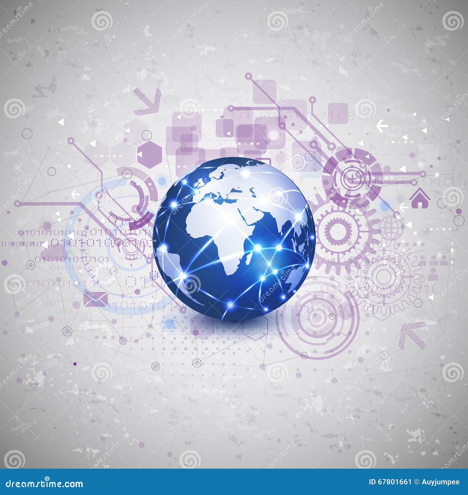 World Futuristic Technology with Digital and Gear Element Concept on ...