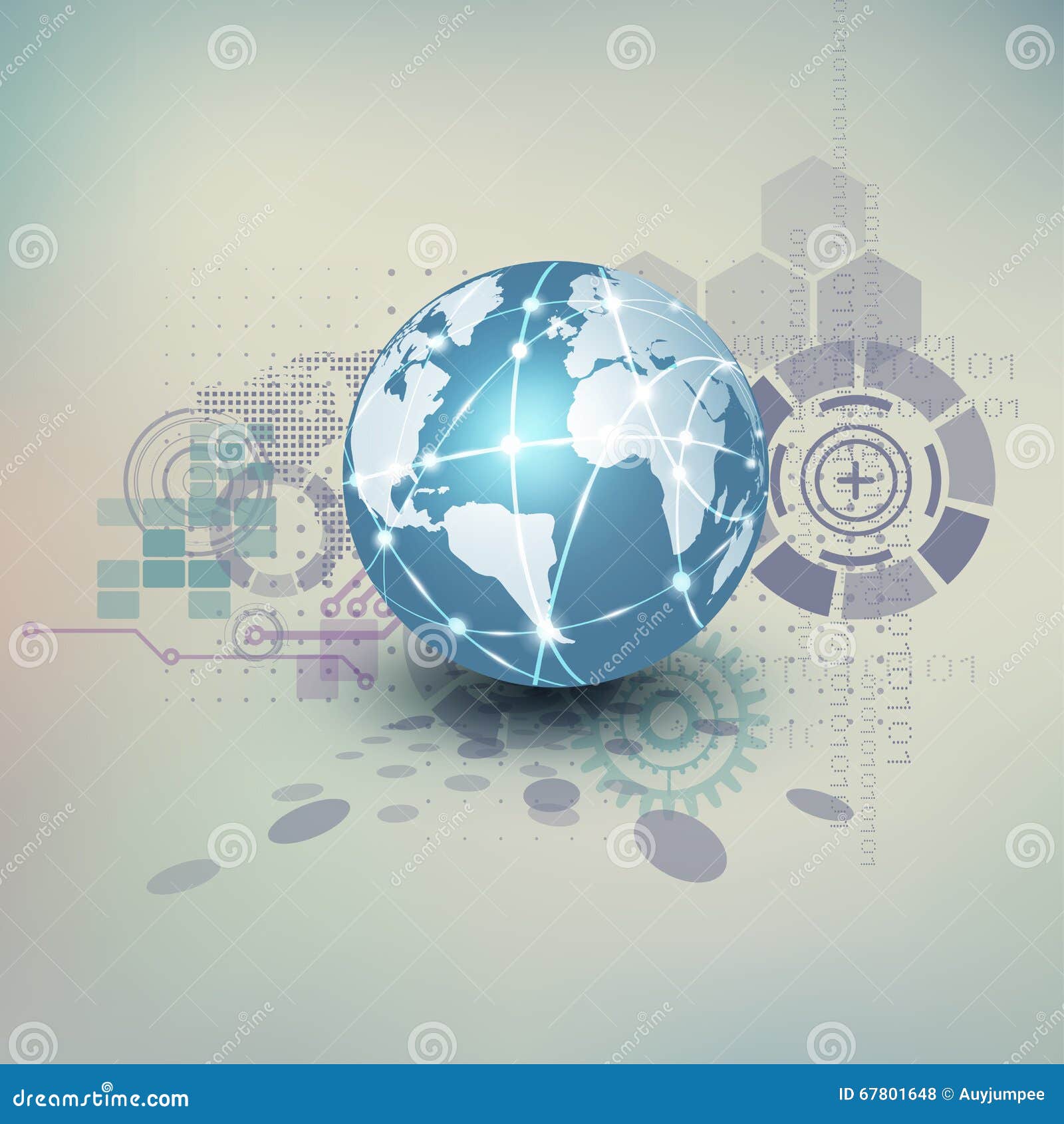 World Futuristic Technology with Digital and Gear Element Concept Stock ...