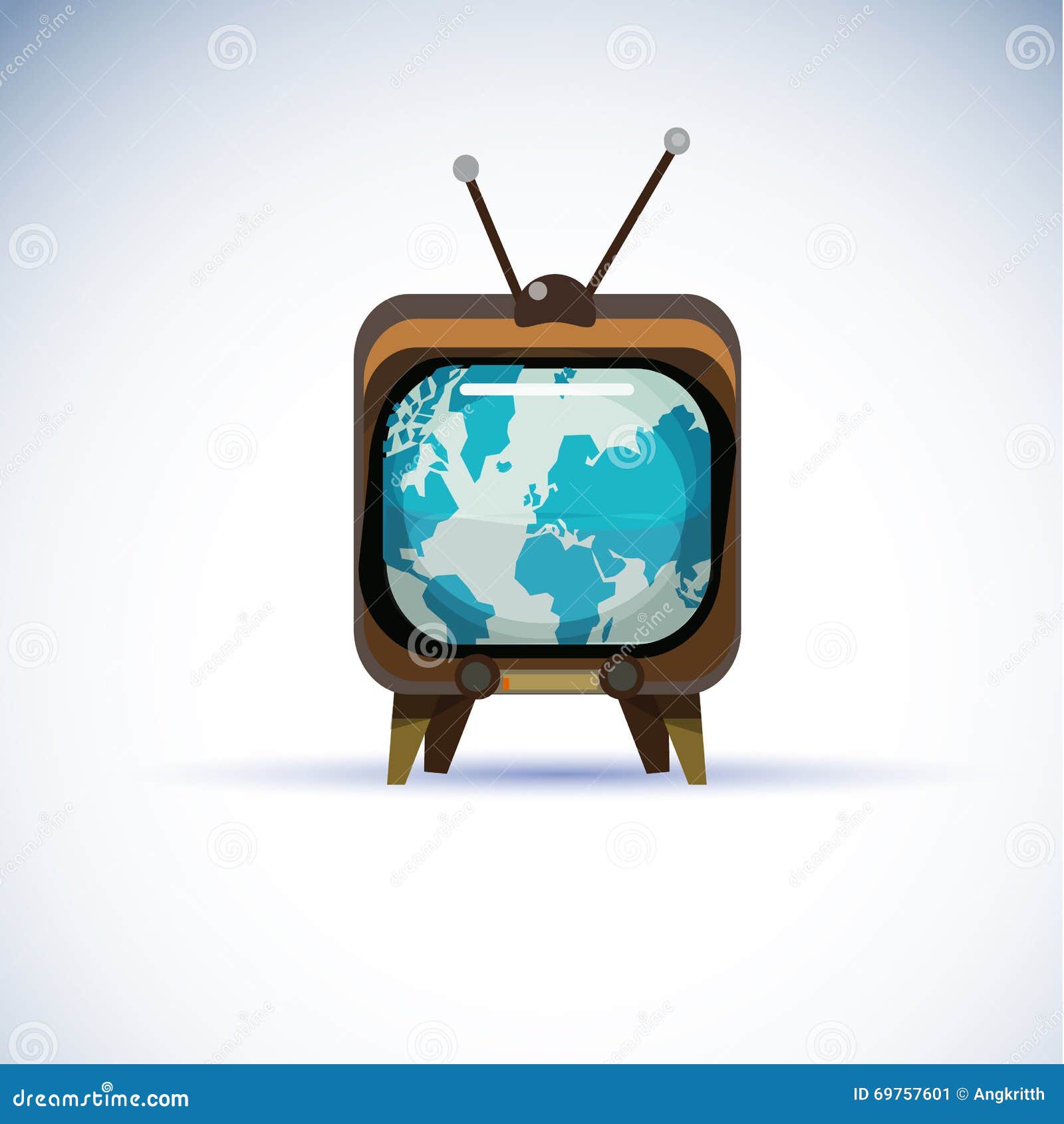 World Global Map on Television - Stock Illustration - Illustration of ...